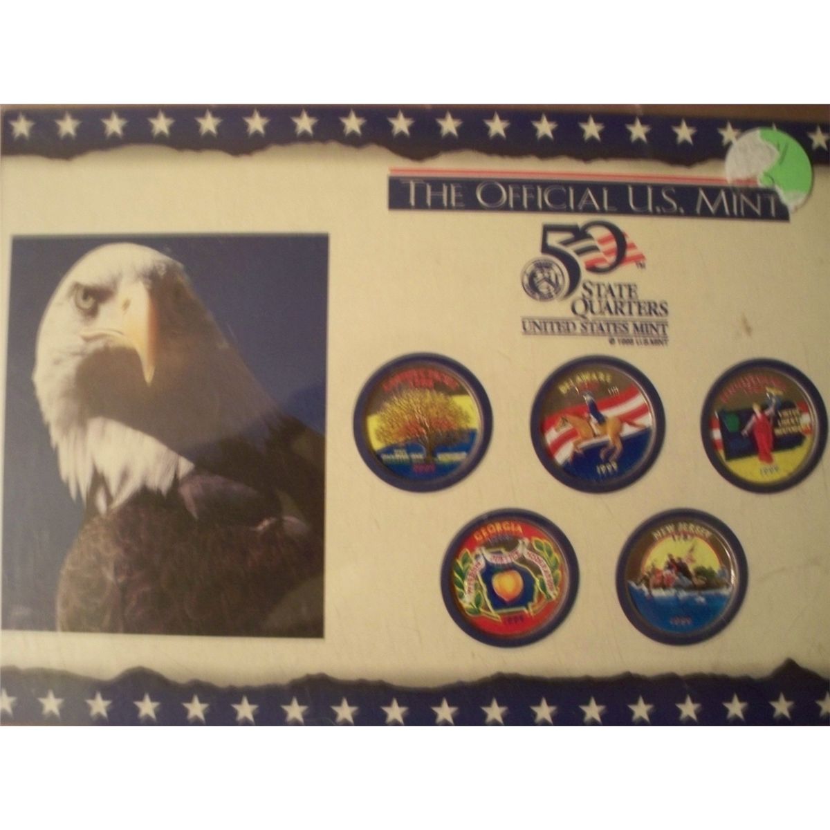 Set of Five Painted State Quarters