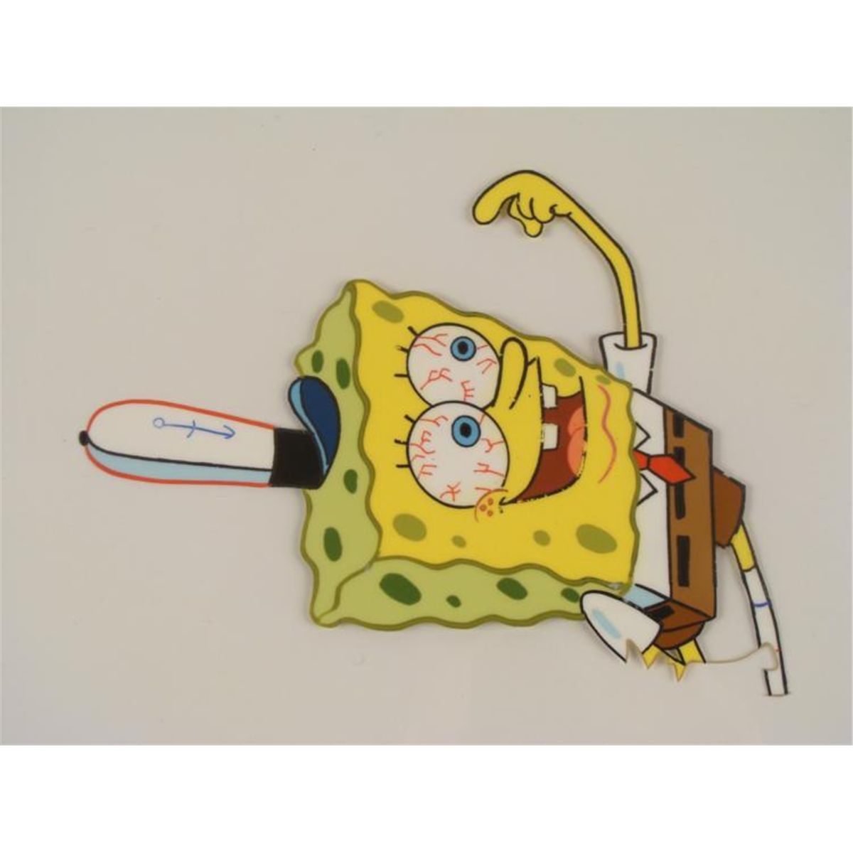 SpongeBob Leaning Red Eyes Original Production Art Cel