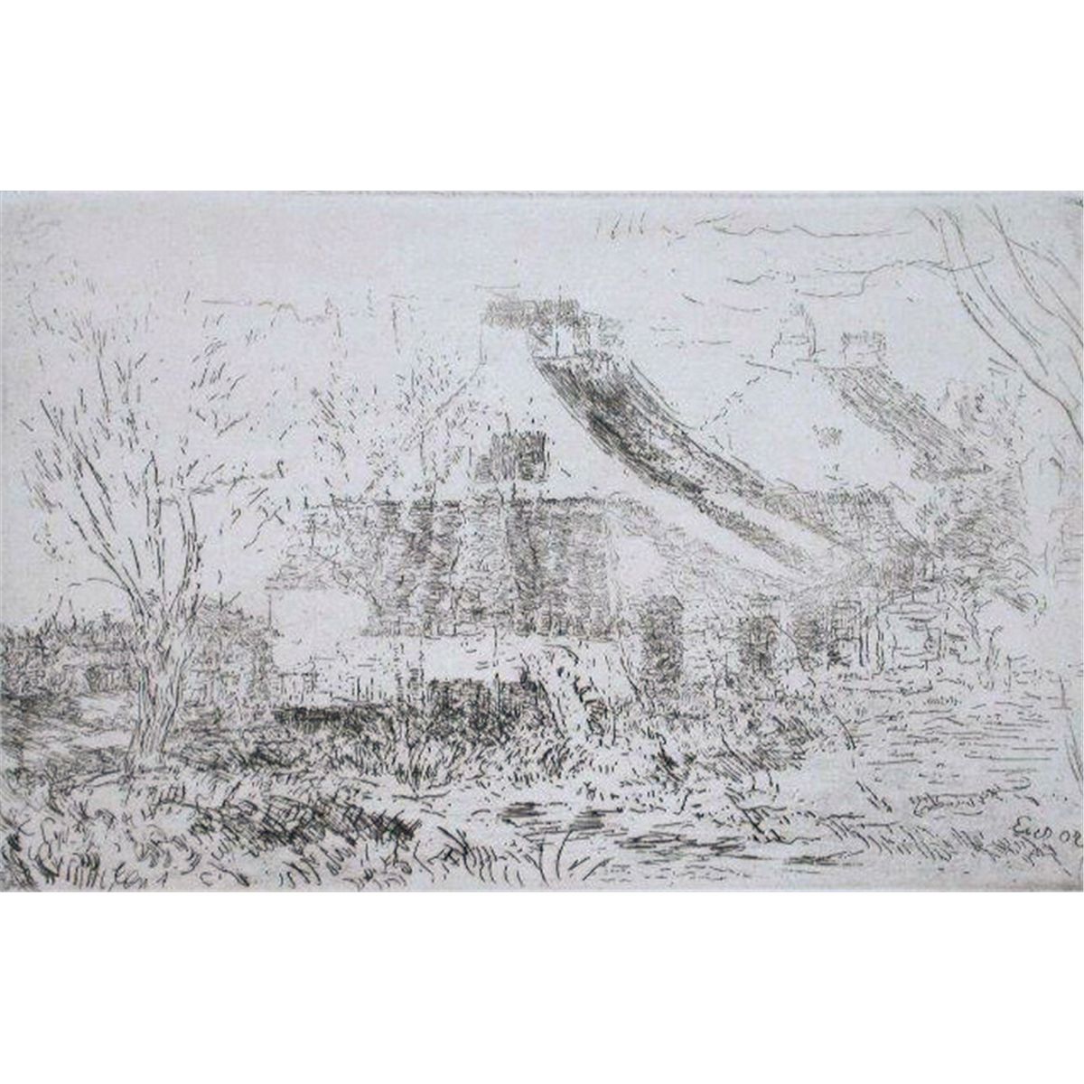 JAMES ENSOR Signed Etching 1888 Belgian