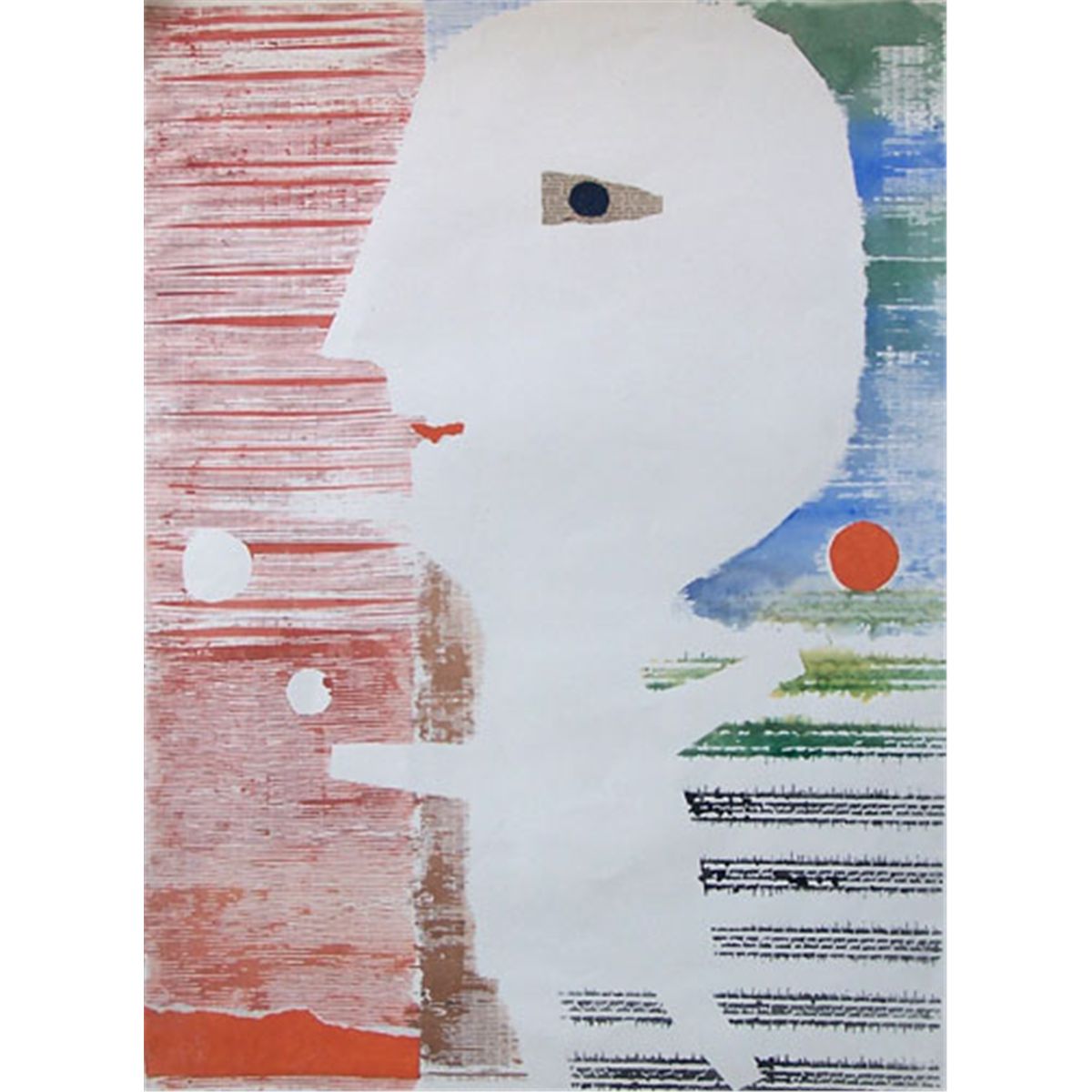 MAX PAPART Hand Signed Collage Watercolor French