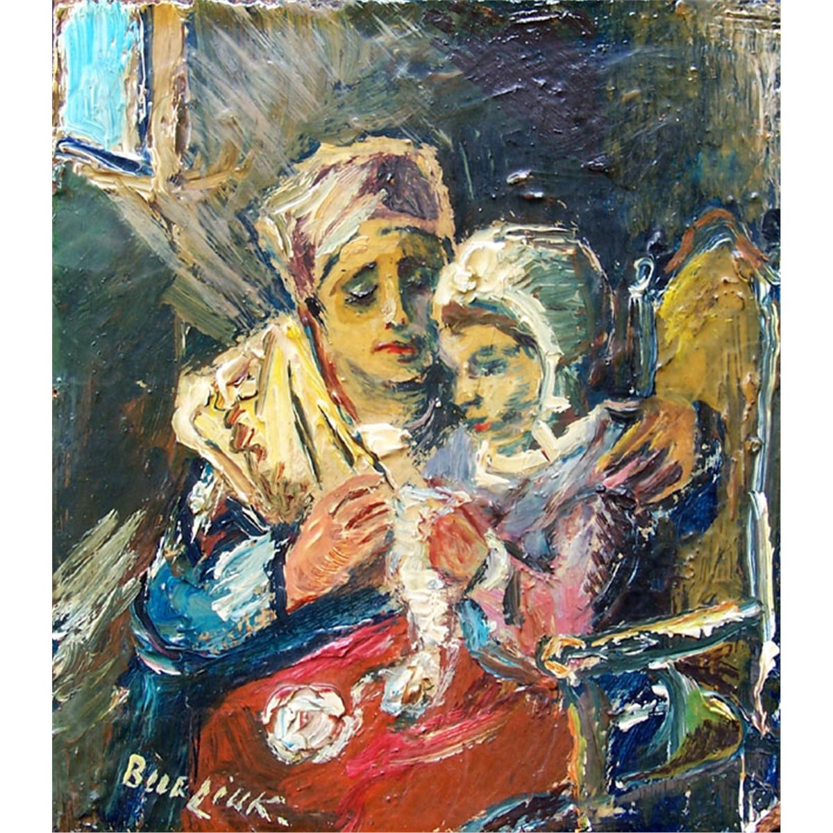 DAVID BURLIUK Signed Oil Painting Russian