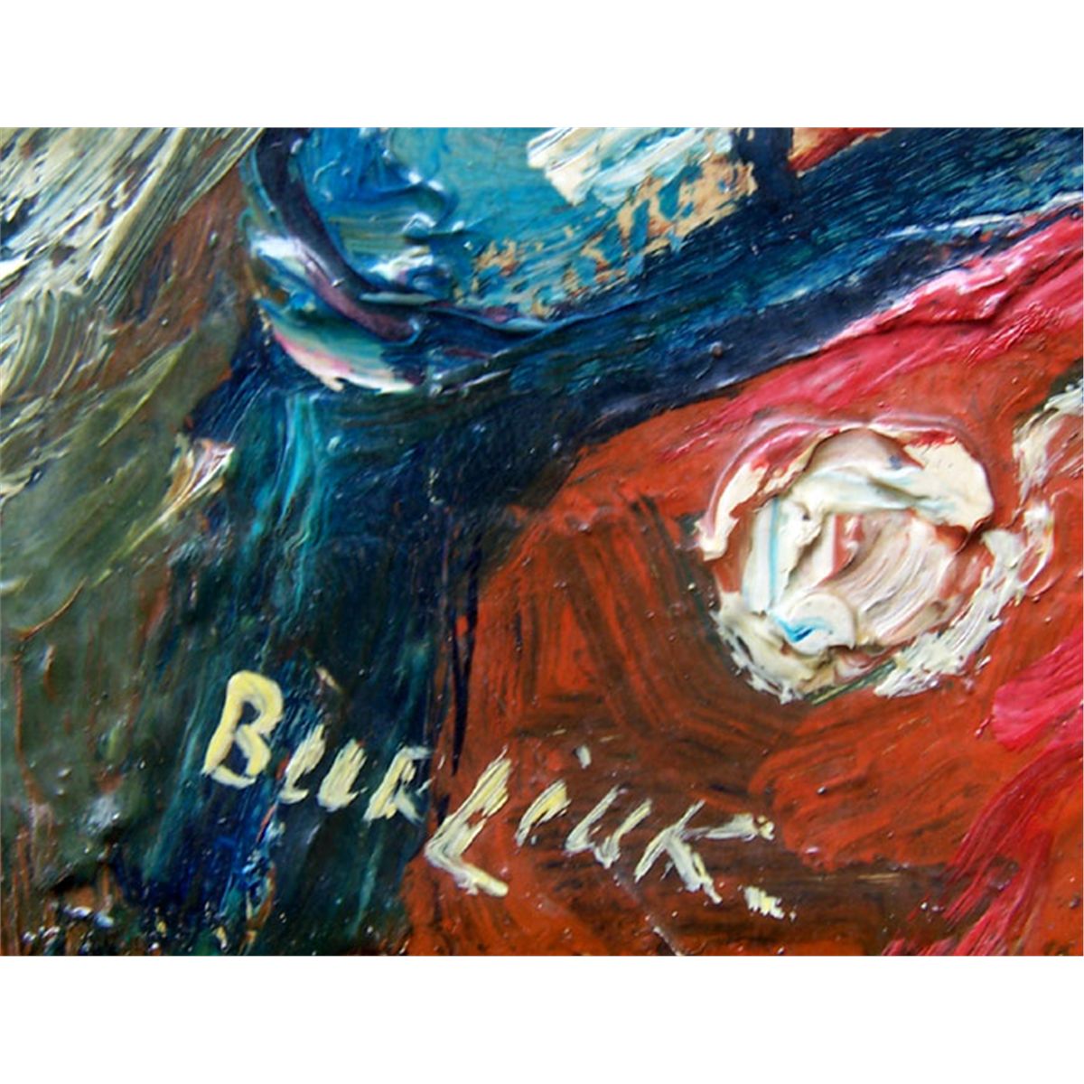 DAVID BURLIUK Signed Oil Painting Russian