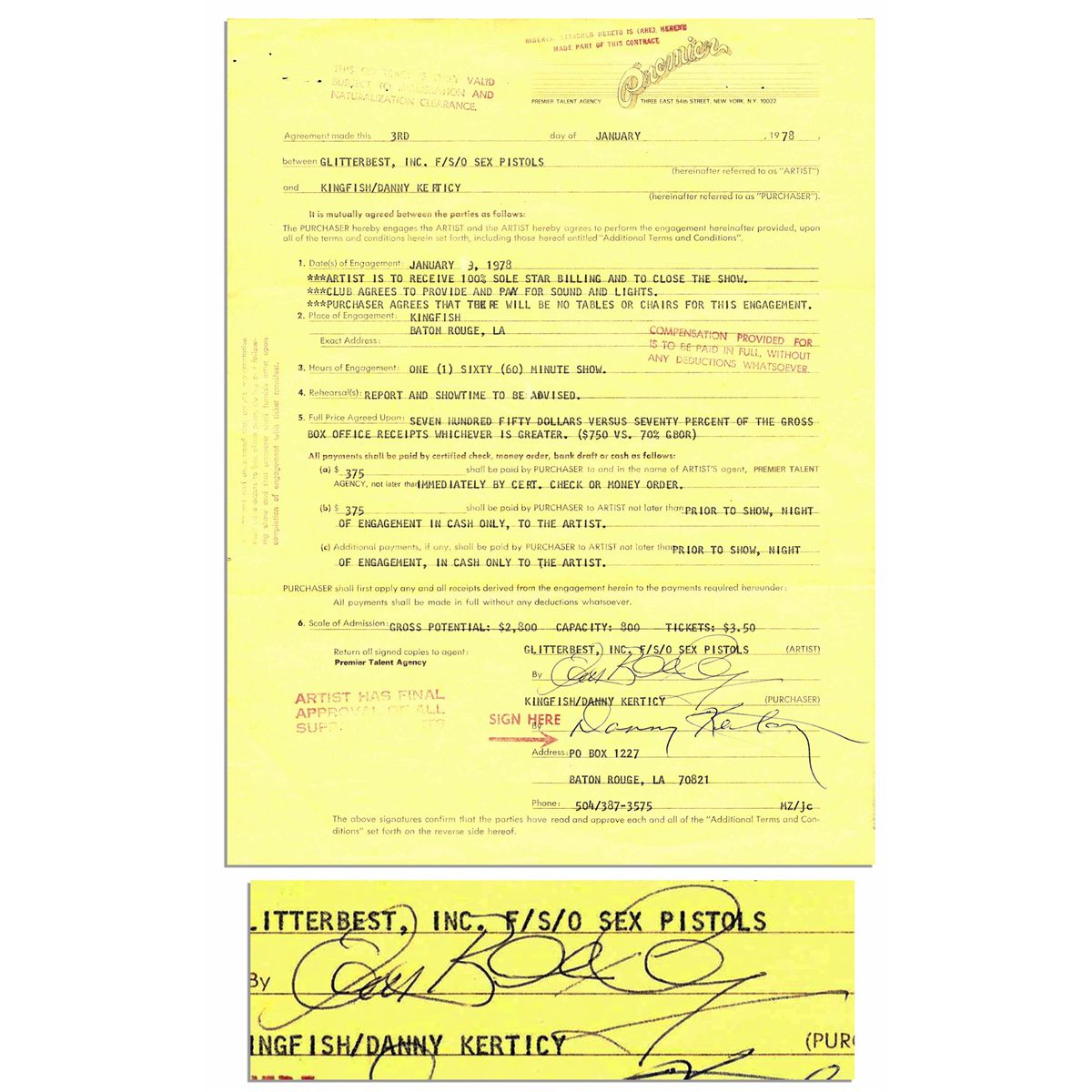 Sex Pistols Contract Signed
