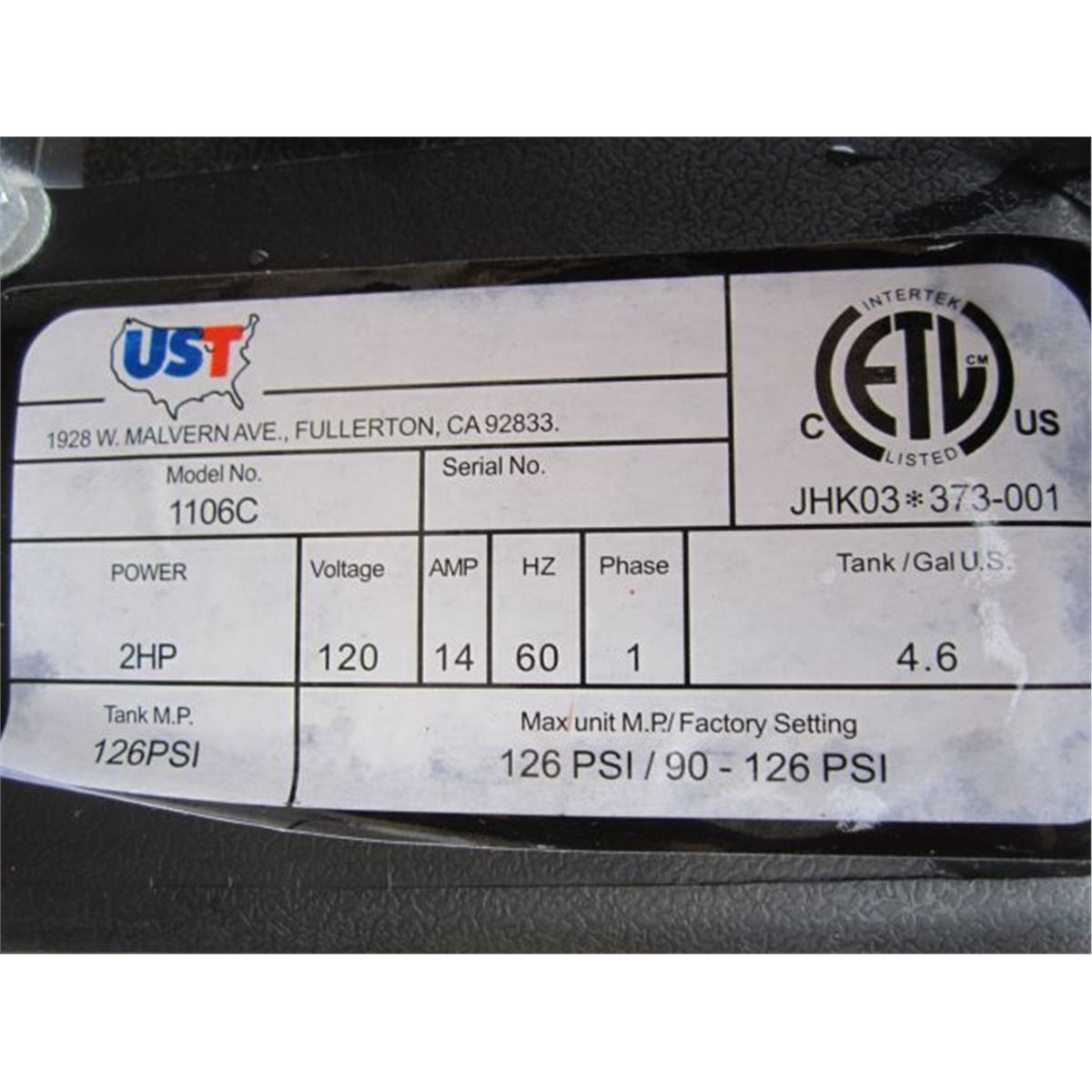 UST Power System Plus 1106C Compressor