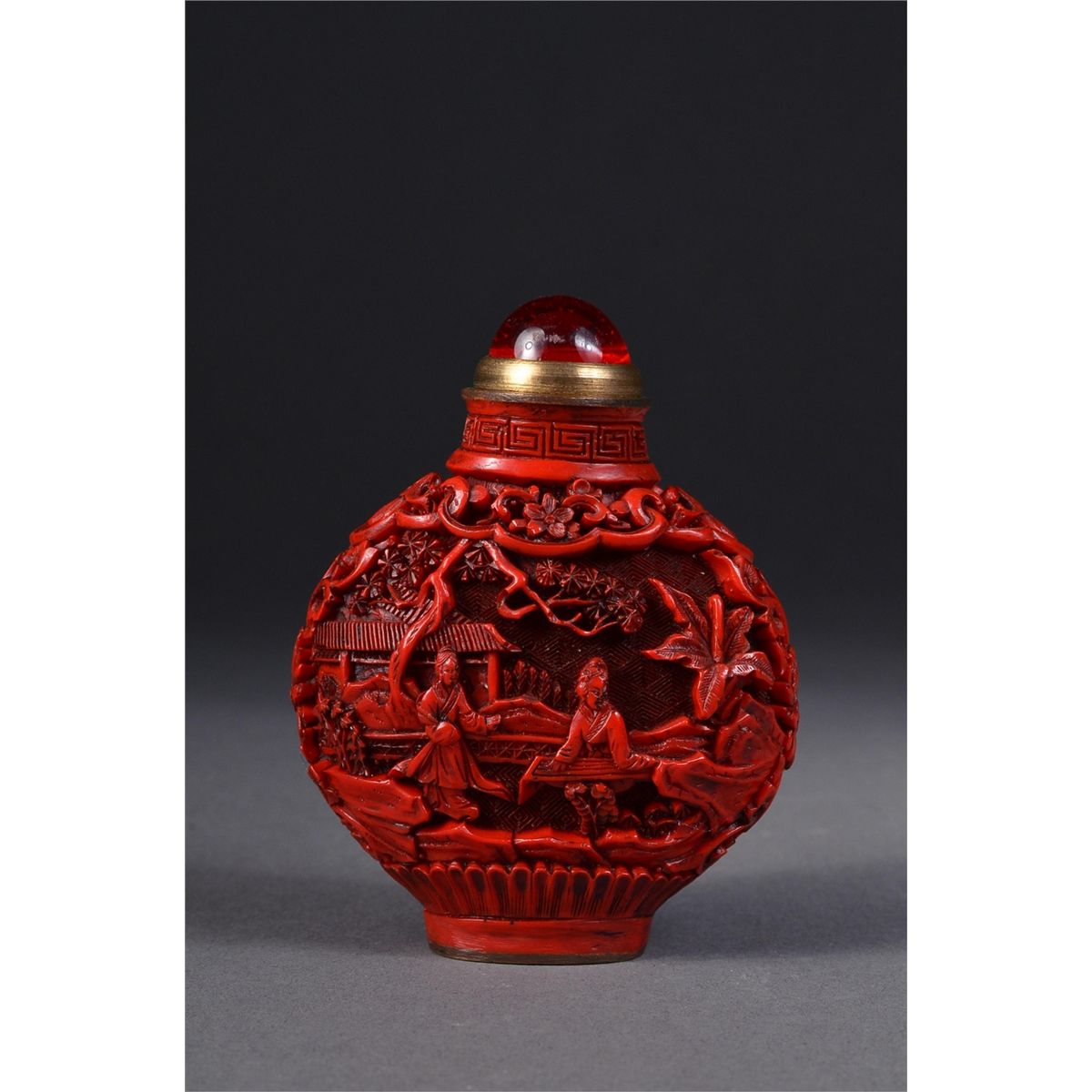 Chinese Carved Cinnabar Lacquer Snuff Bottle Mark