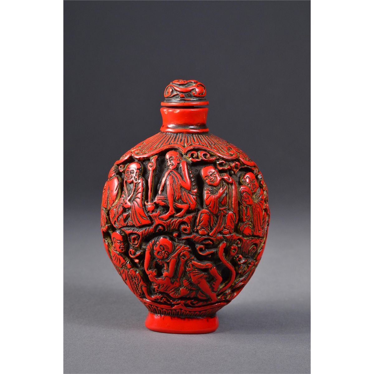 Chinese Carved Cinnabar Lacquer Snuff Bottle Mark