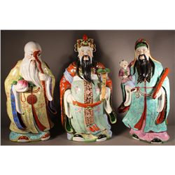 Large Set of Three Chinese Porcelain Immortals