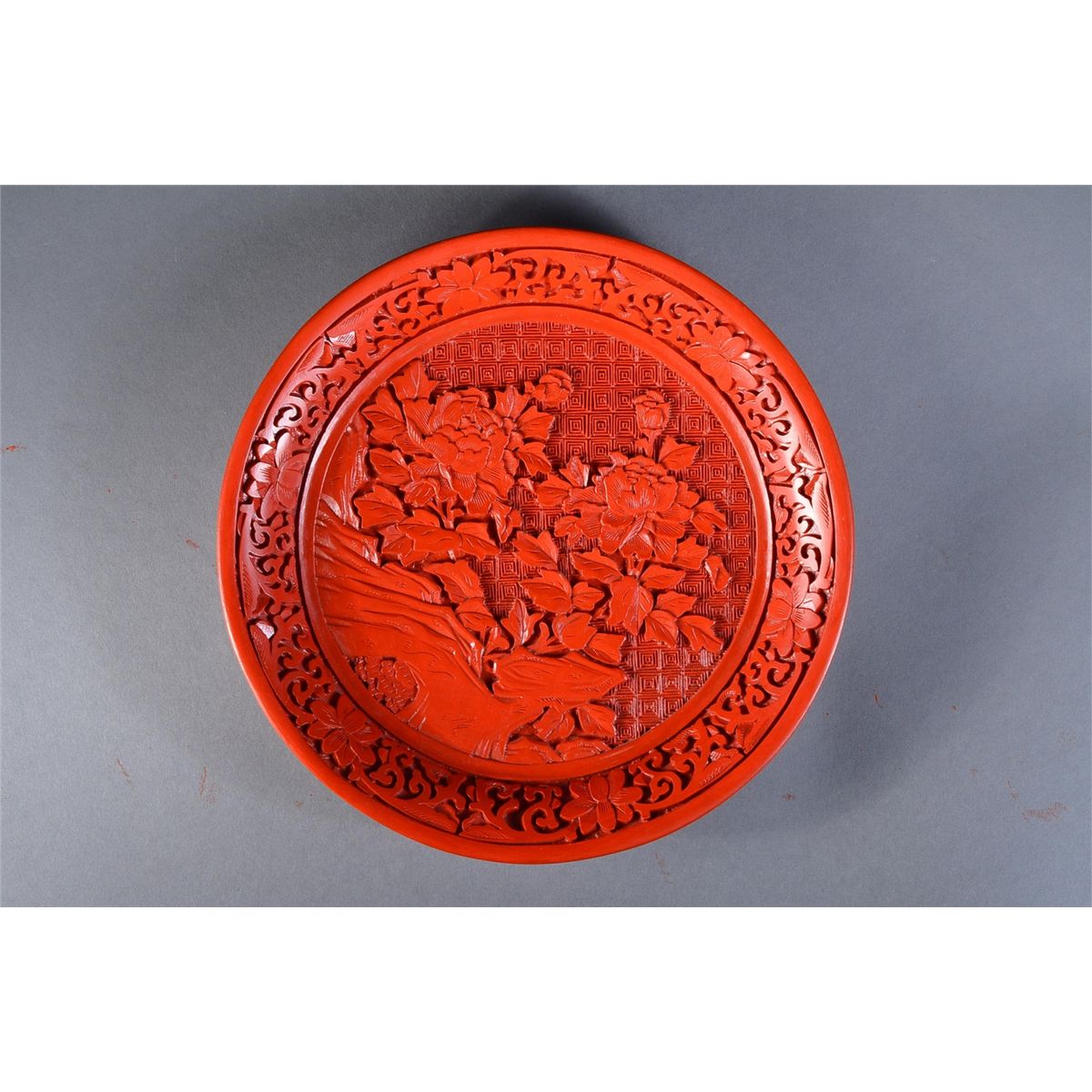20th Century Chinese Red Lacquer Plate