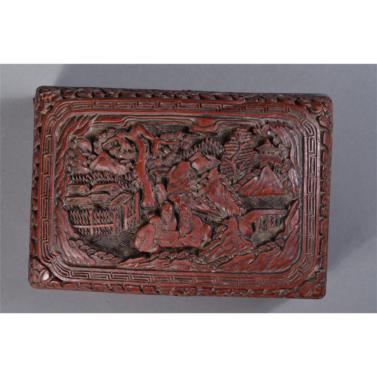 18th C. Chinese Cinnabar Lacquer Box Qianlong Mk