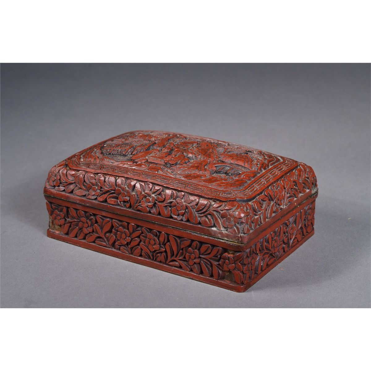 18th C. Chinese Cinnabar Lacquer Box Qianlong Mk