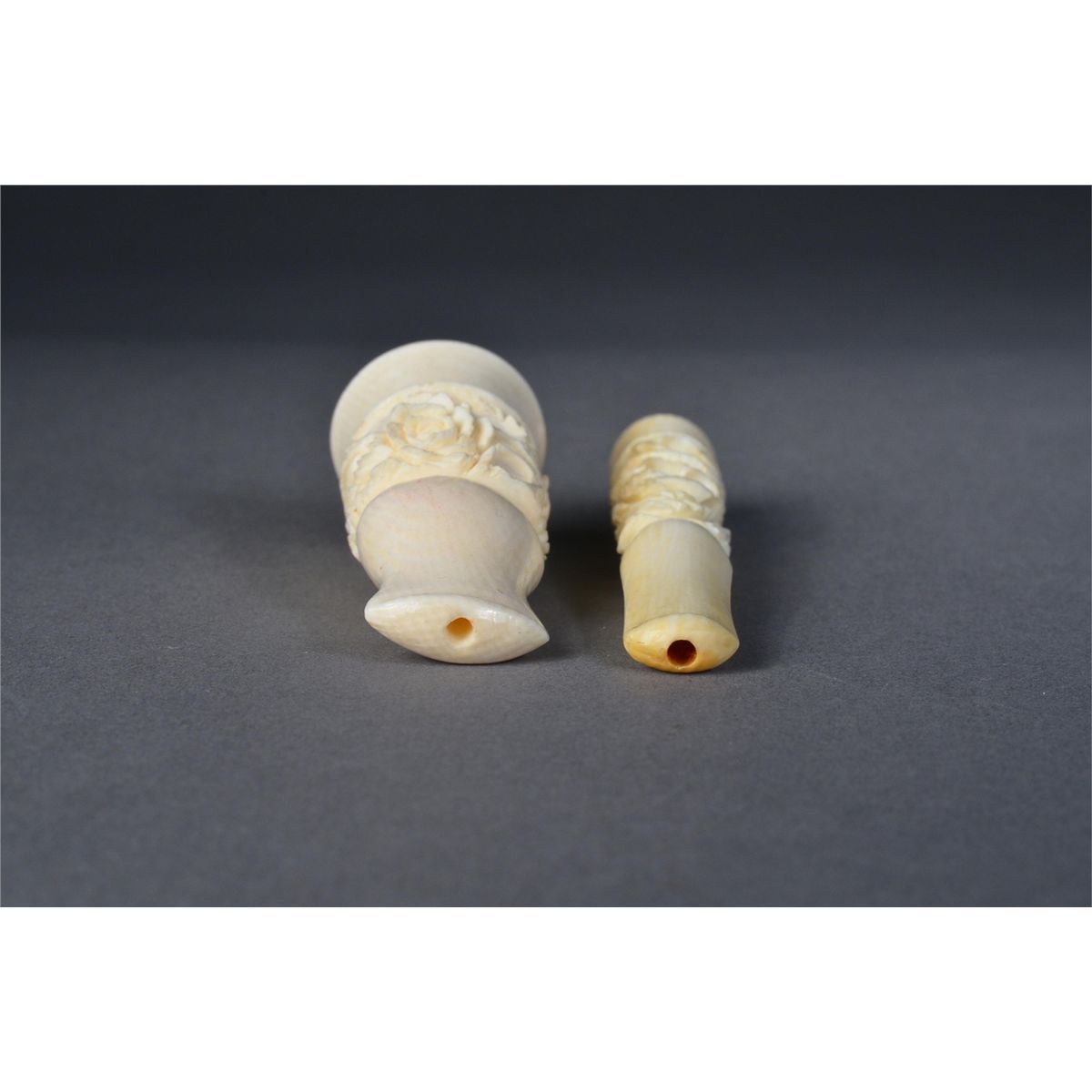 Pair Chinese Carved Ivory Smoke Pipe