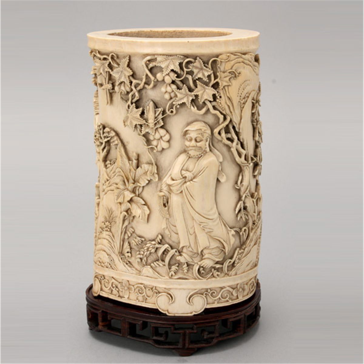 A Fine Ivory Brush Pot*, 19th Century