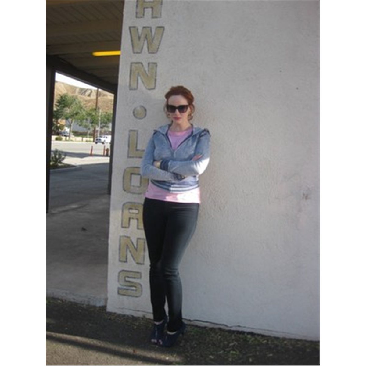 Christina Hendricks Sunglasses and Lipstick from Drive