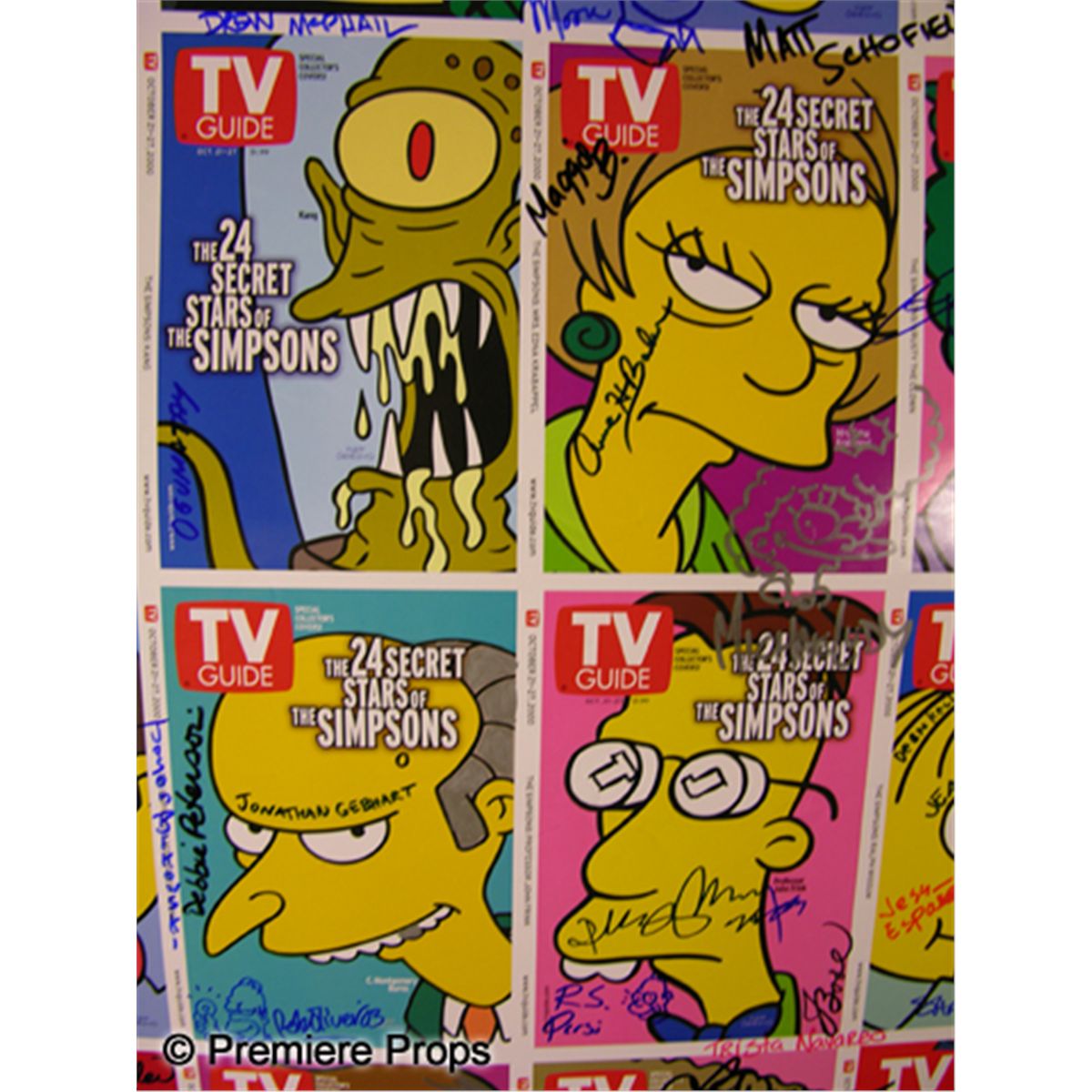 Simpsons Signed TV Guide Poster