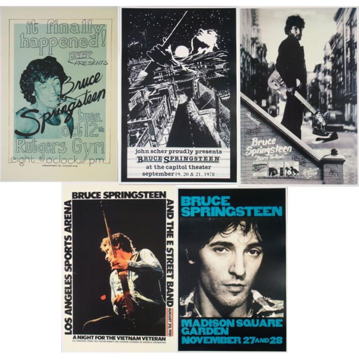 5 Bruce Springsteen 12x18 Rock Concert & Album Posters