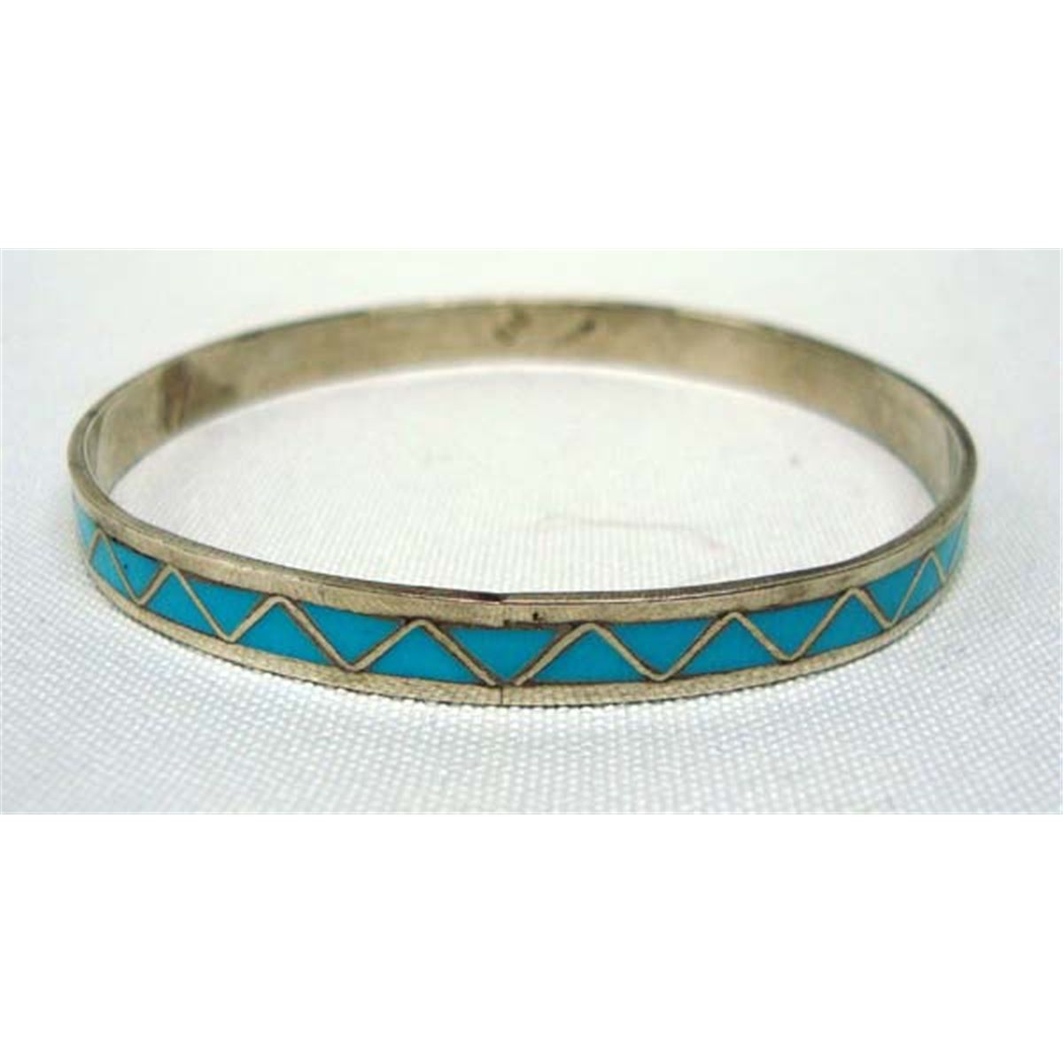Native American Bangle Turquoise Inlay Bracelet