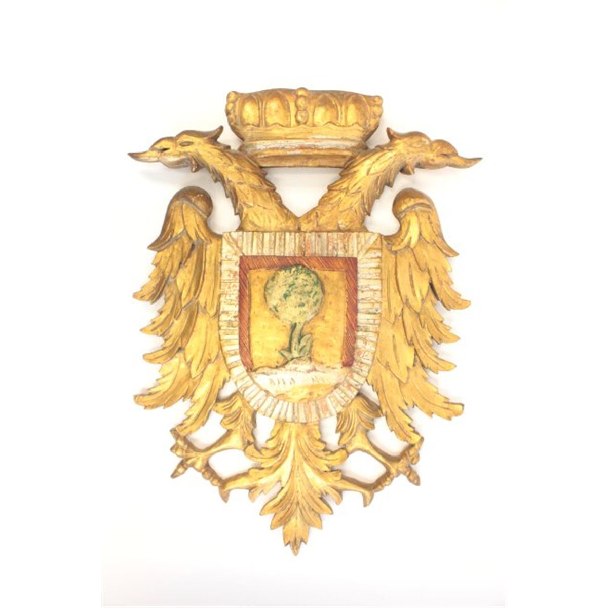 Old carved Italian wood applique "Double Eagle"