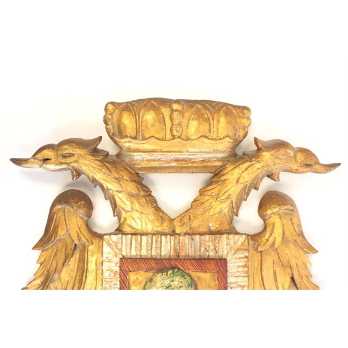Old carved Italian wood applique "Double Eagle"