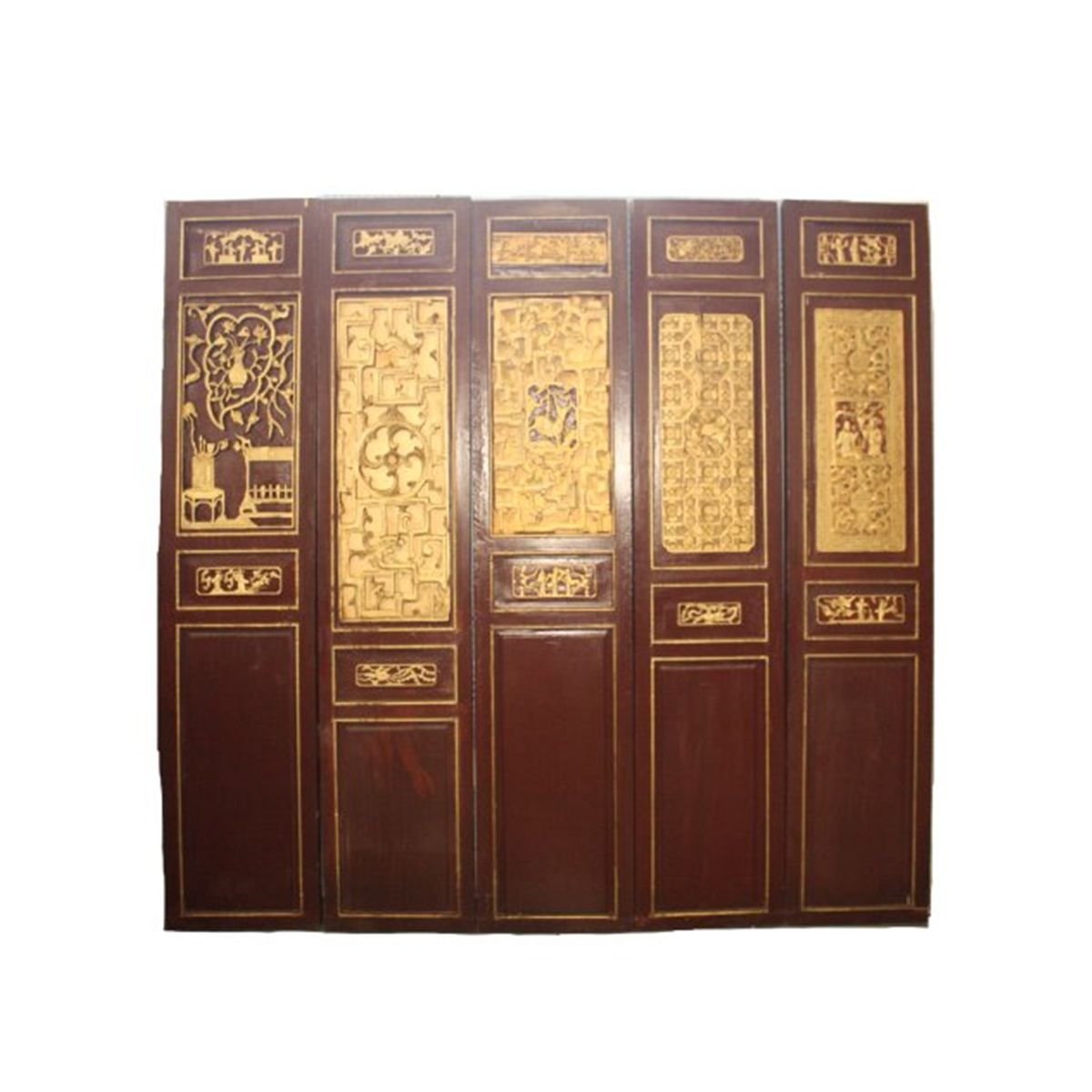 5 gilt & paint decorated Chinese panels