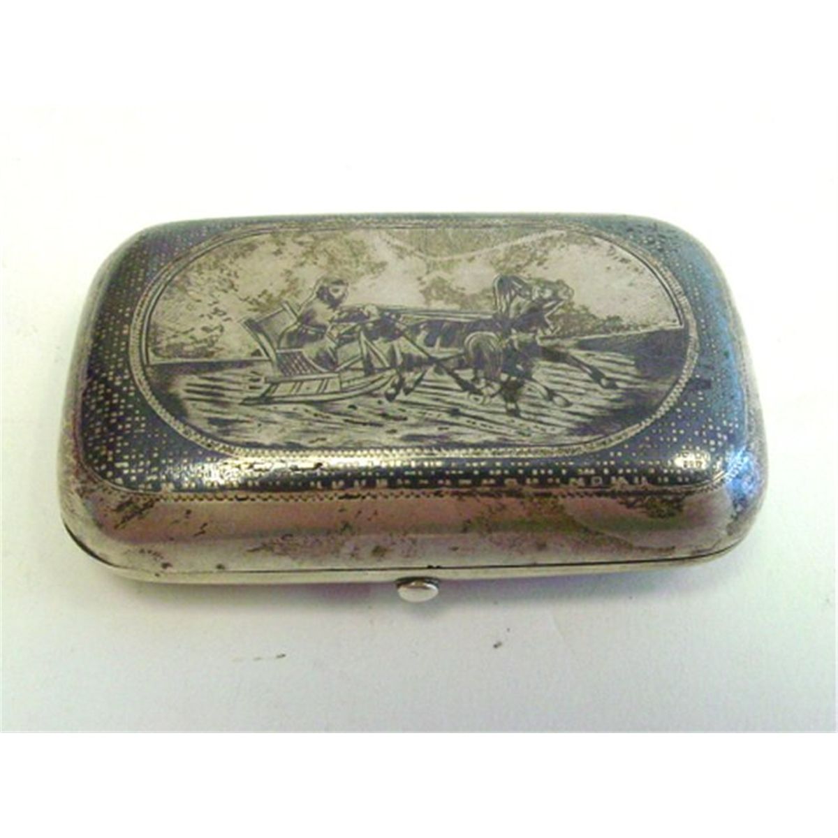 Nielo Russian silver box depicting Troika