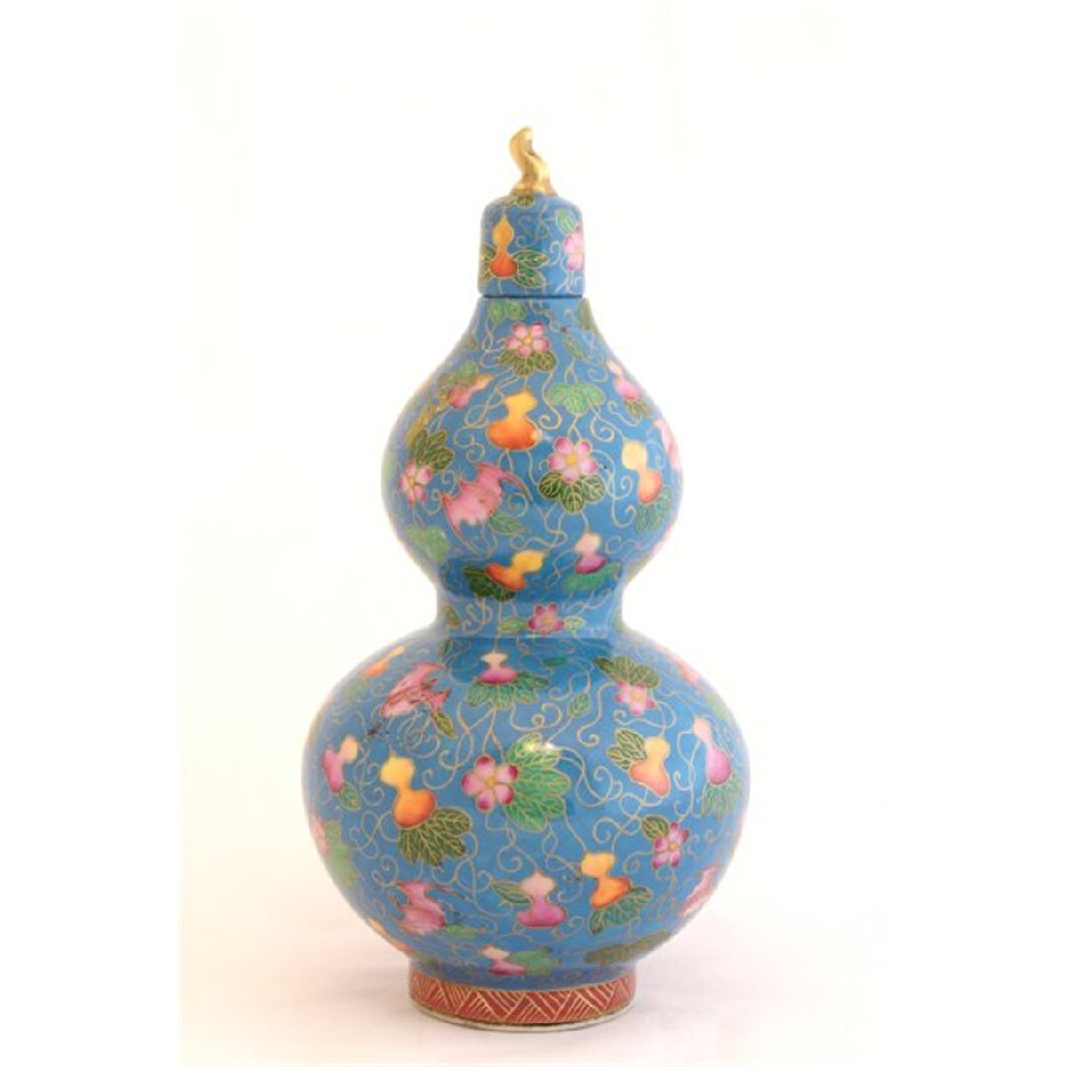 Porcelain Yongzheng double gourd enameled vase
