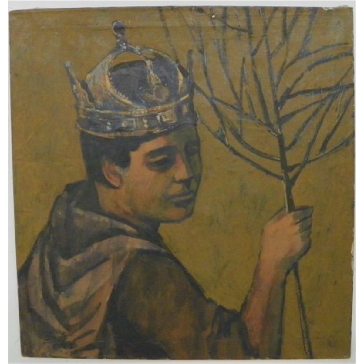 Modernistic oil painting signed Beale 1965