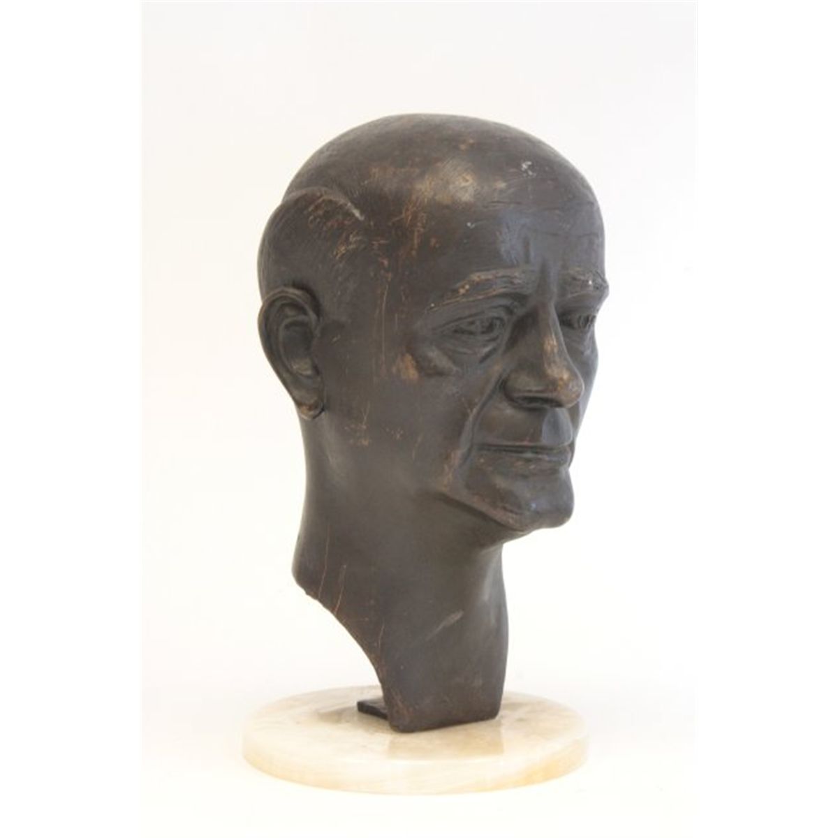 Bronze "Bust of Man" on marble base