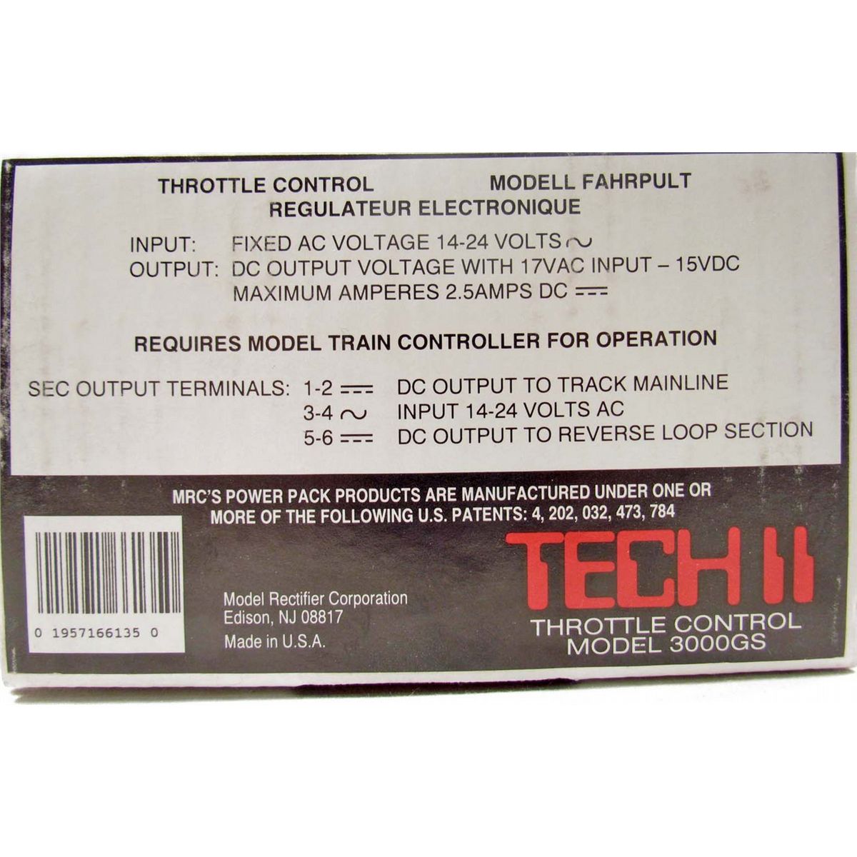 MRC TECH II MODEL TRAIN THROTTLE CONTROL MODEL 3000GS IN ORIGINAL BOX