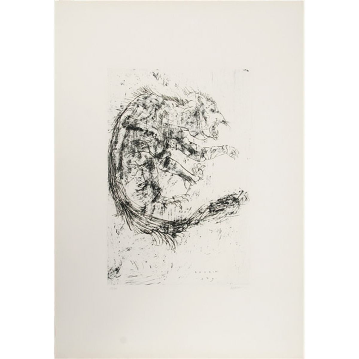 Leonard Baskin, Cat, Etching