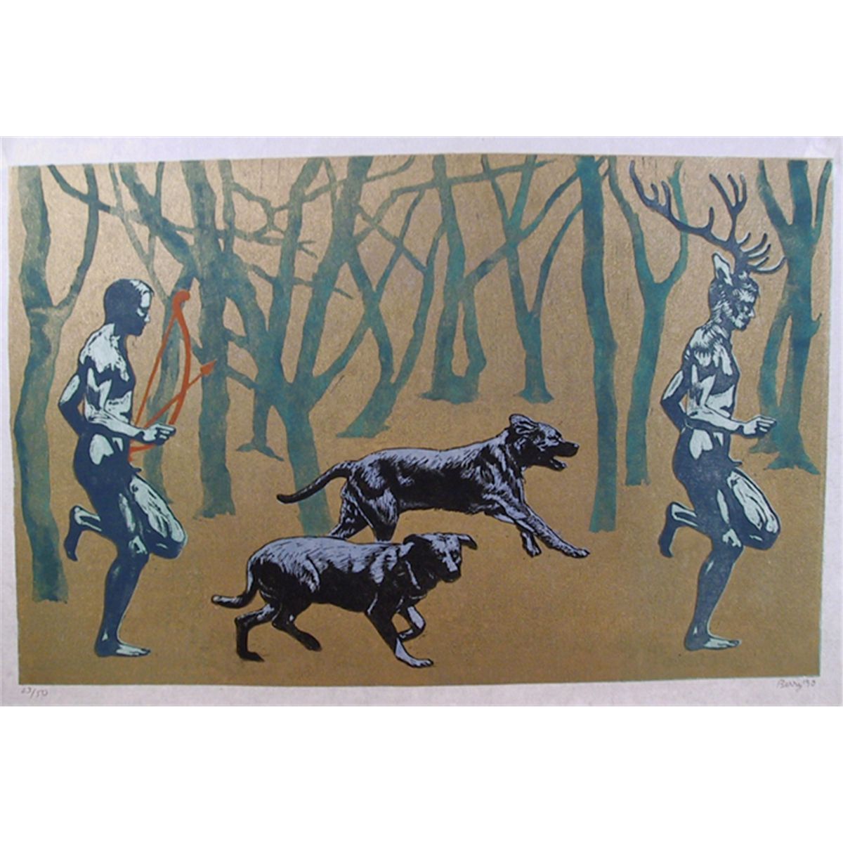 Allison Berry, Actaeon pursued by Dogs, Woodcut