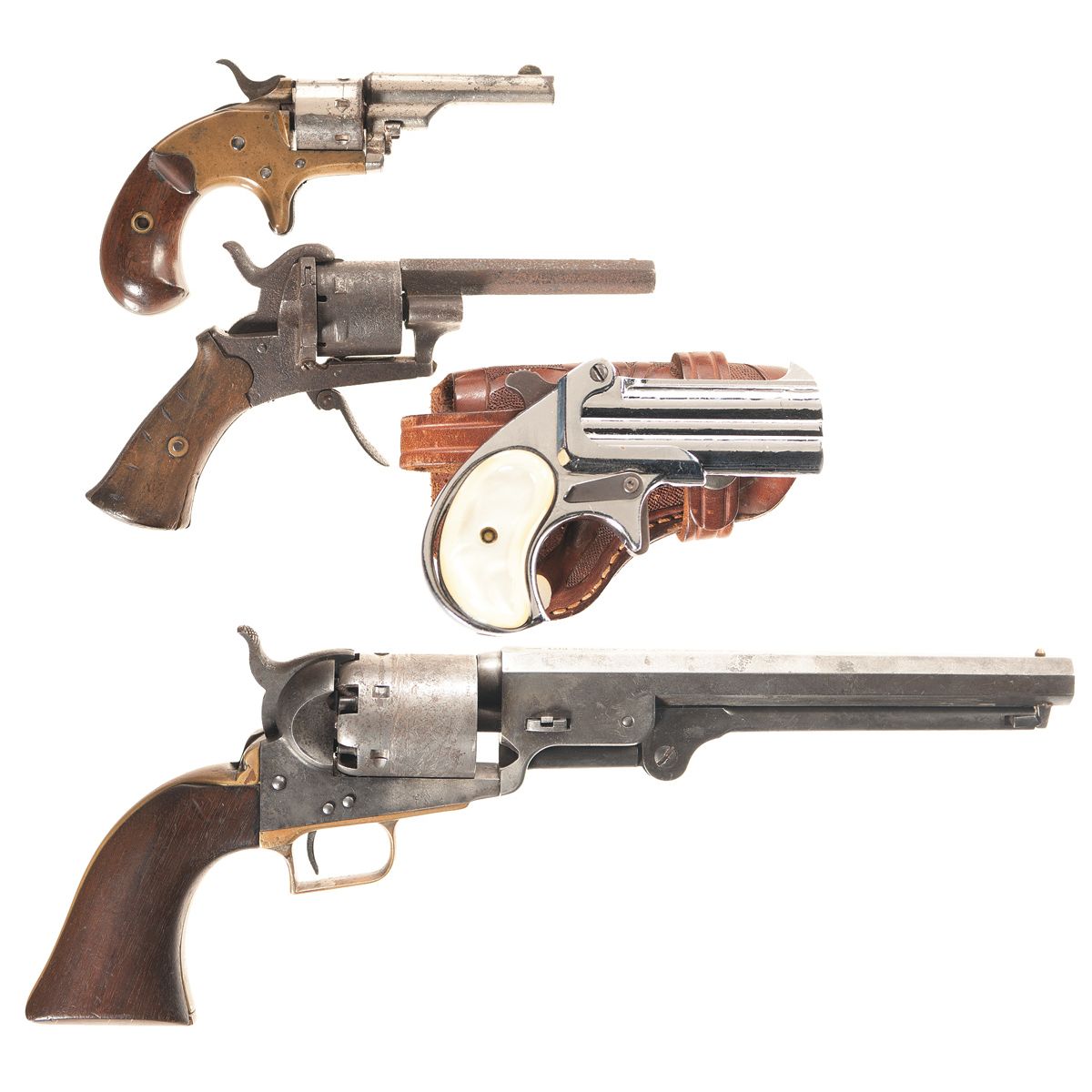 Four Hand Guns -A) Colt Open Top .22 Pocket Revolver