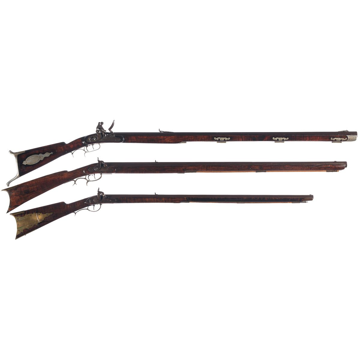 Three Black Powder Rifles -A) Full Stock Flintlock Rifle