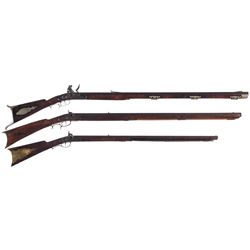 Three Black Powder Rifles -A) Full Stock Flintlock Rifle