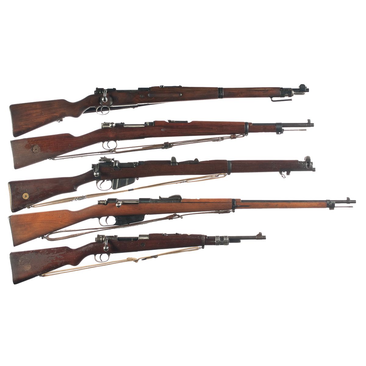 Five Military Bolt Action Rifles -A) Erfurt Arsenal Kar 98 Bolt Action ...