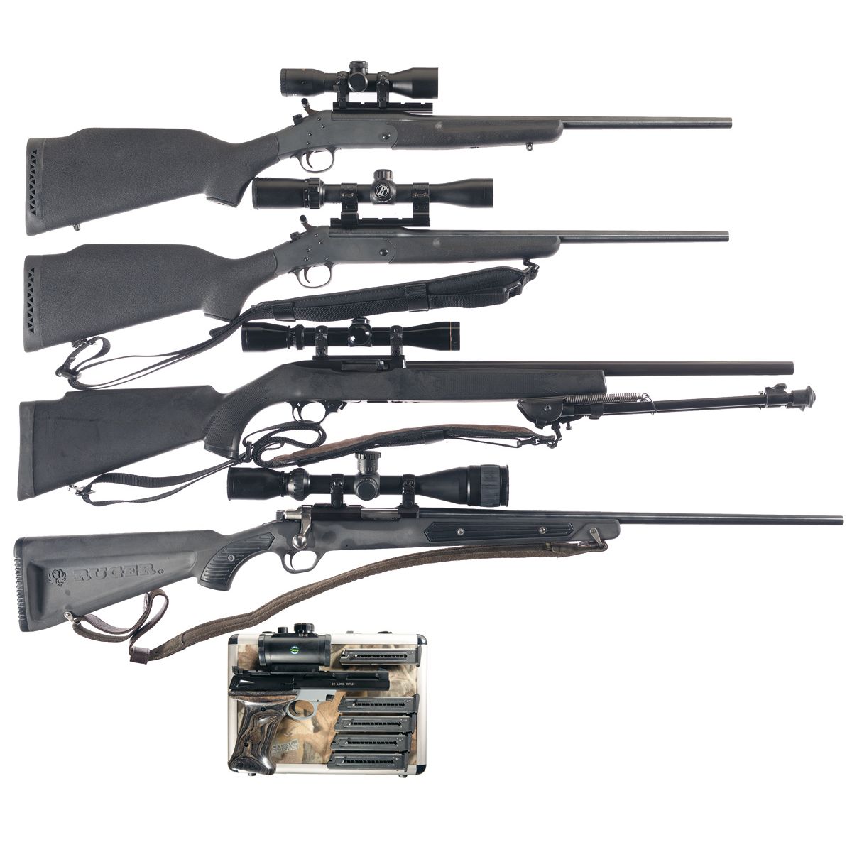 Four Scoped Long Guns and One Pistol -A) New England Firearms Model ...