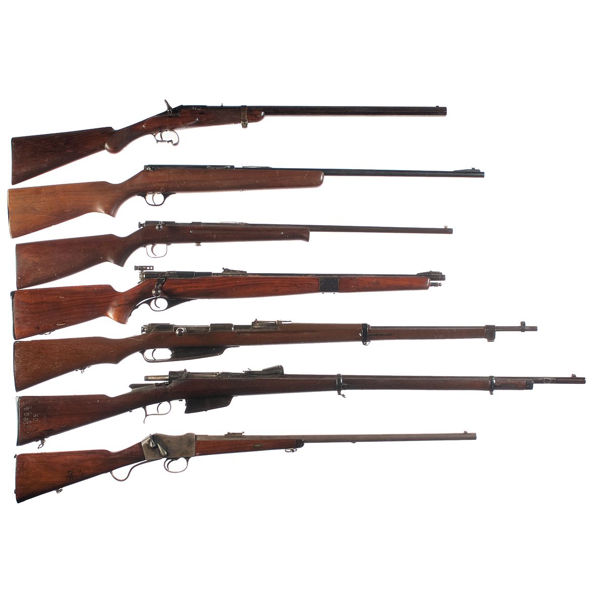 Seven Rifles -A) Belgium Flobert Single Shot Rifle