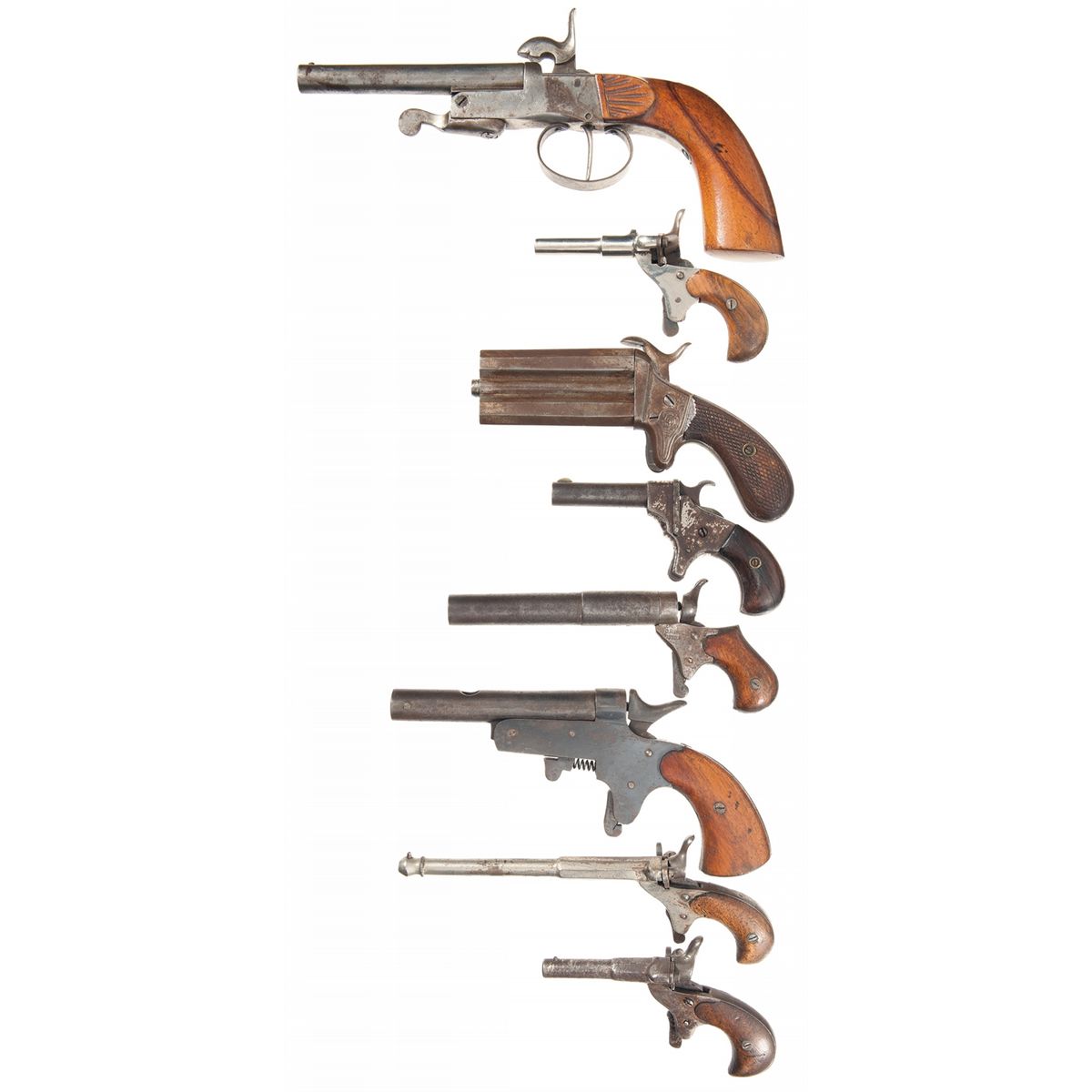 Eight Antique Pistols -A) Pinfire Single Shot Pistol