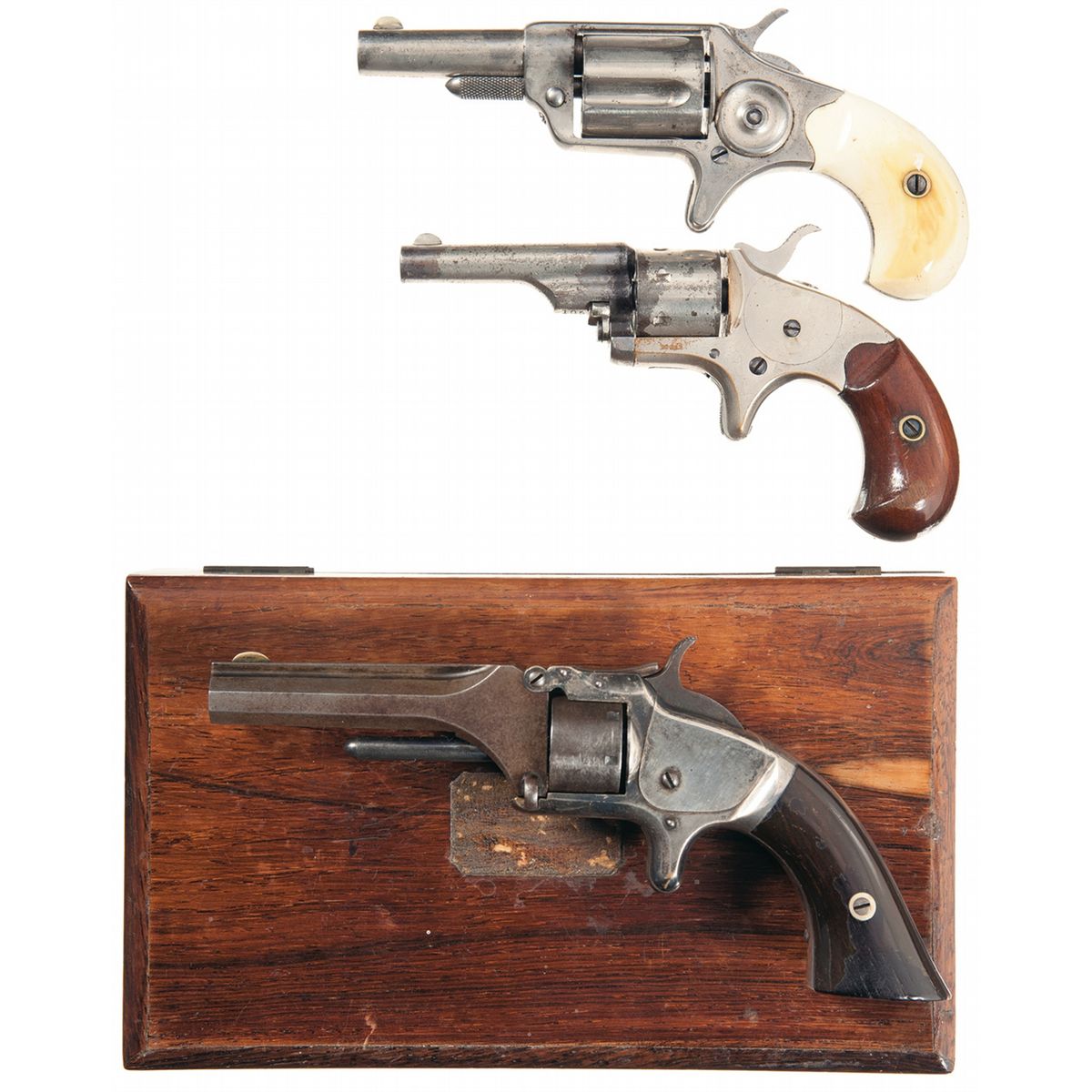 Three Antique American Revolvers -A) Colt New Line 32 Caliber Etched ...