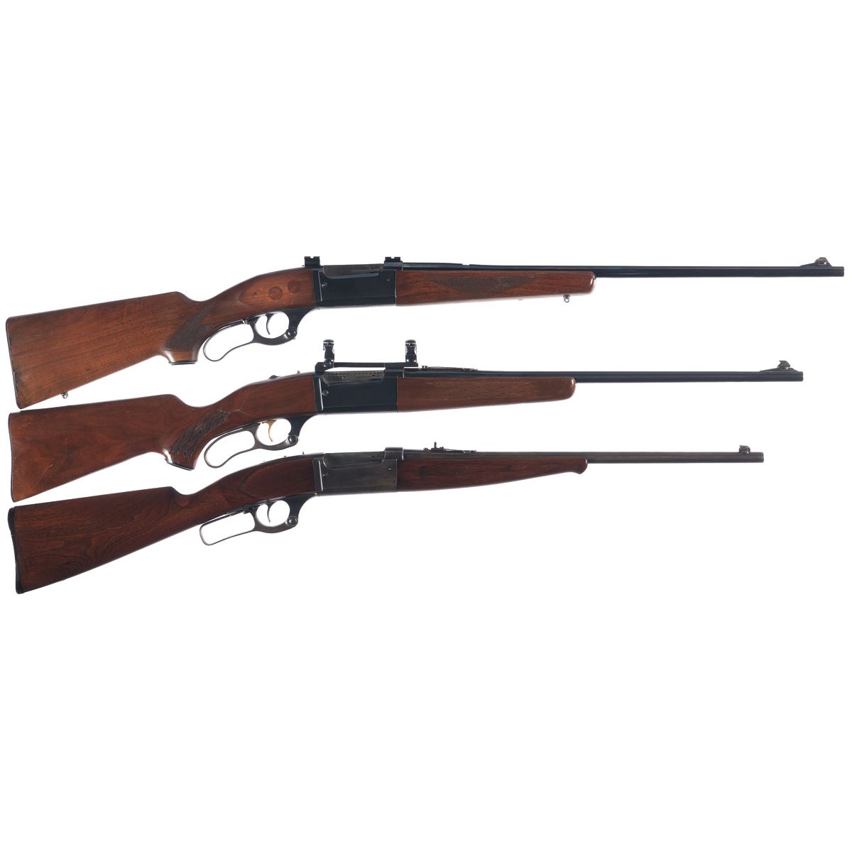 Three Savage Model 99 Lever Action Rifles -A) Savage Model 99-R Heavy ...
