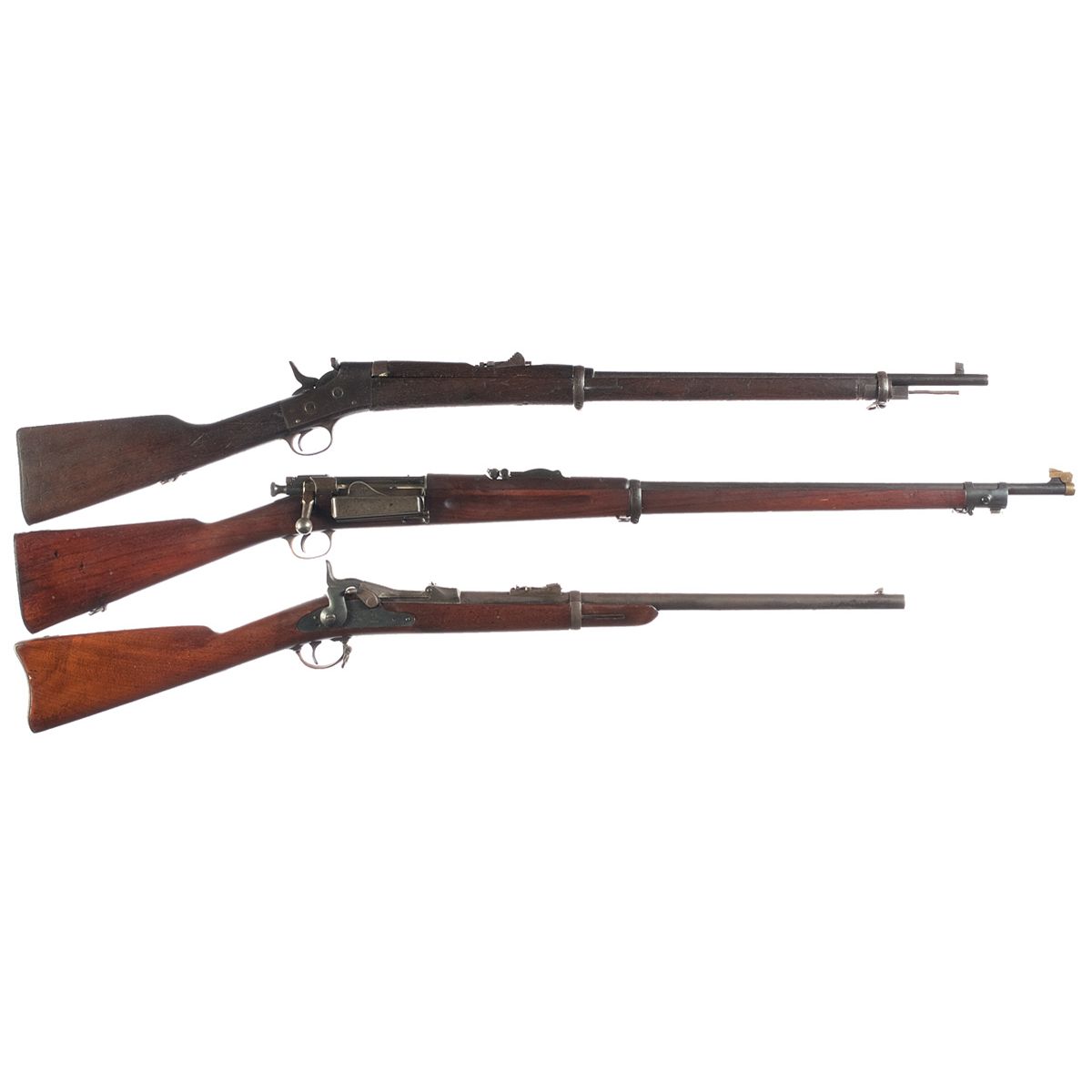 Three Rifles -A) Remington Rolling Block Single Shot Rifle