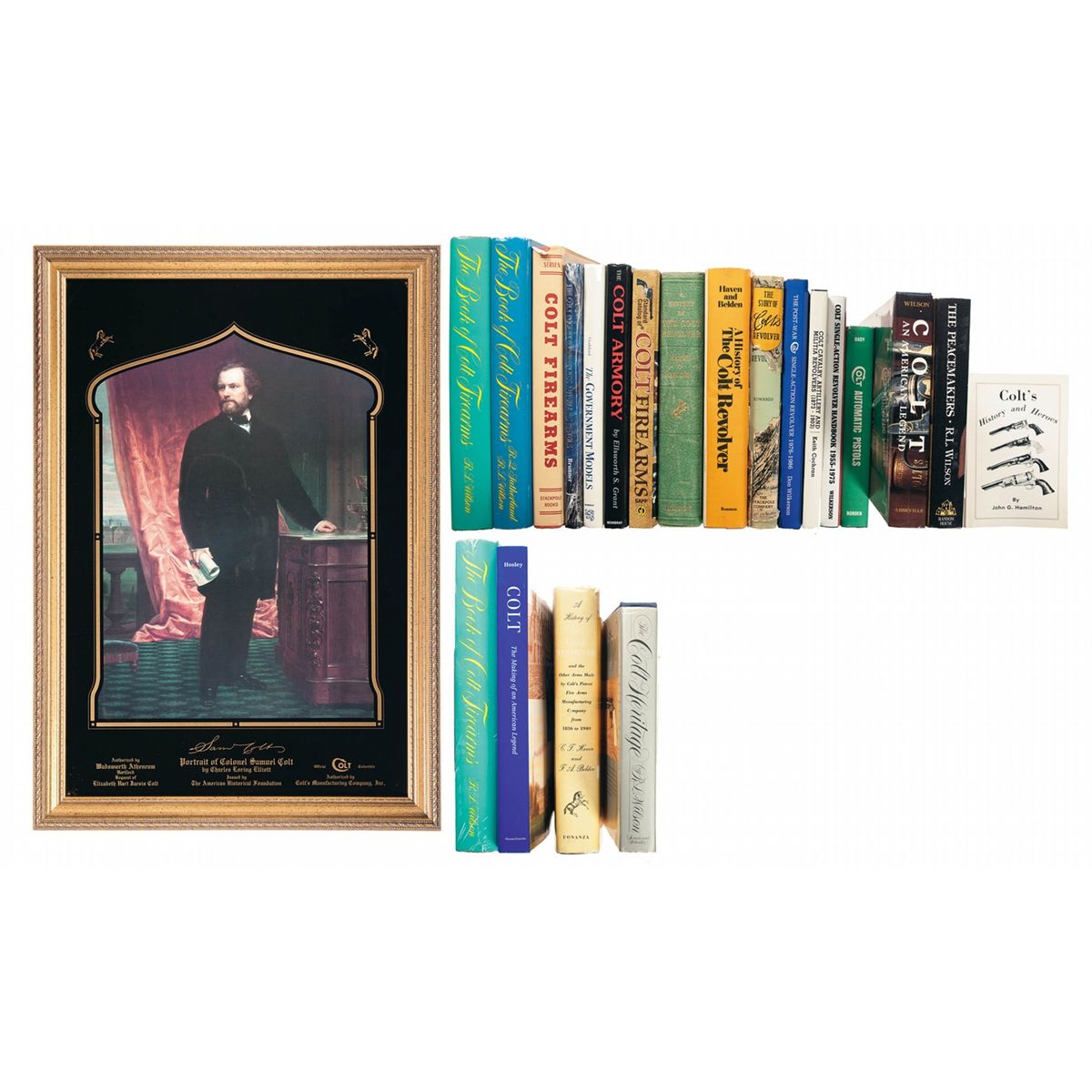 21 Colt Books and a Portrait of Samuel Colt