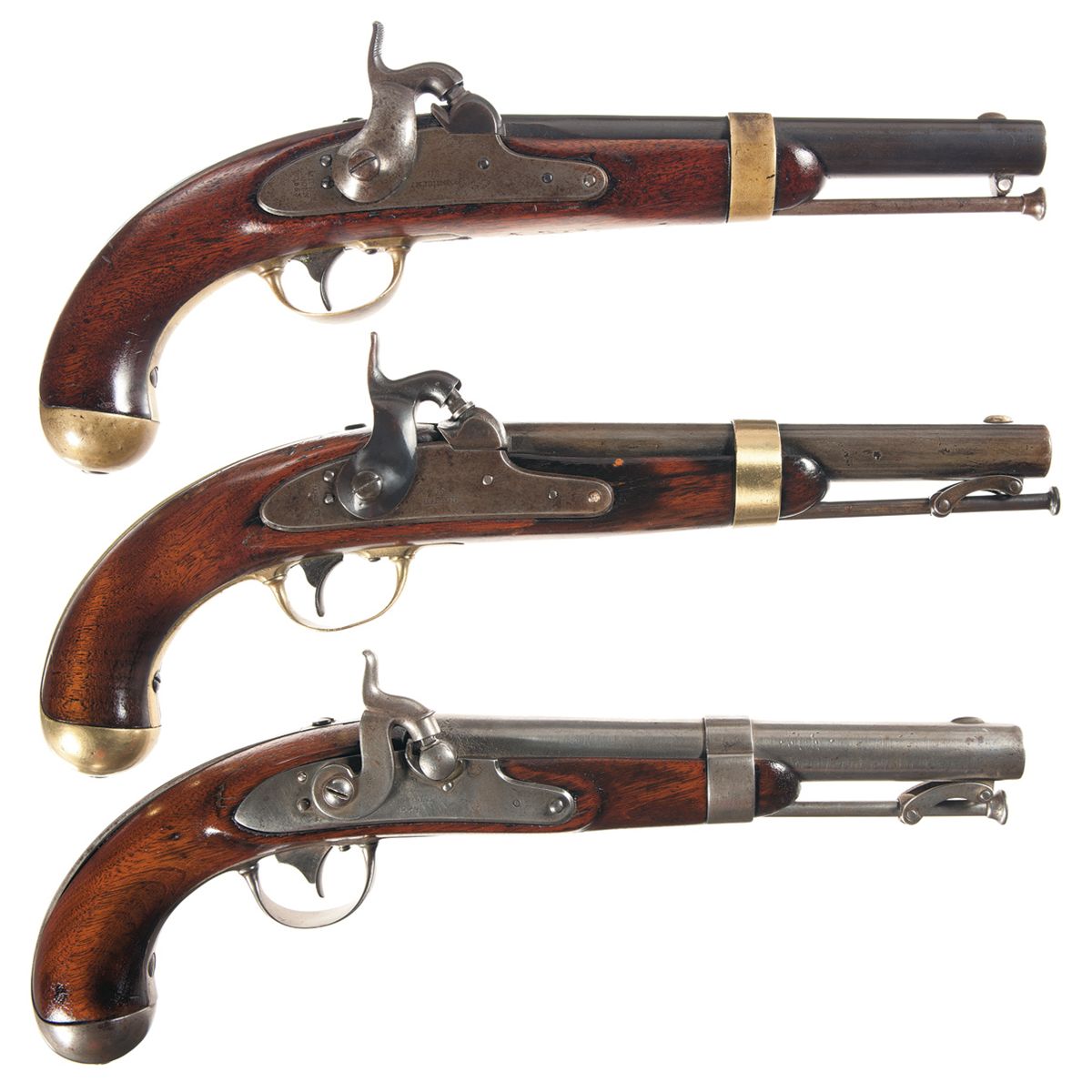 Three U.S. Percussion Pistols -A) Johnson Model 1842 Percussion Pistol