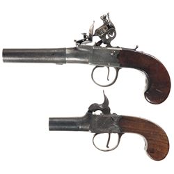 Two Antique English Single Shot Pistols -A) Archer Dual Ignition Pistol