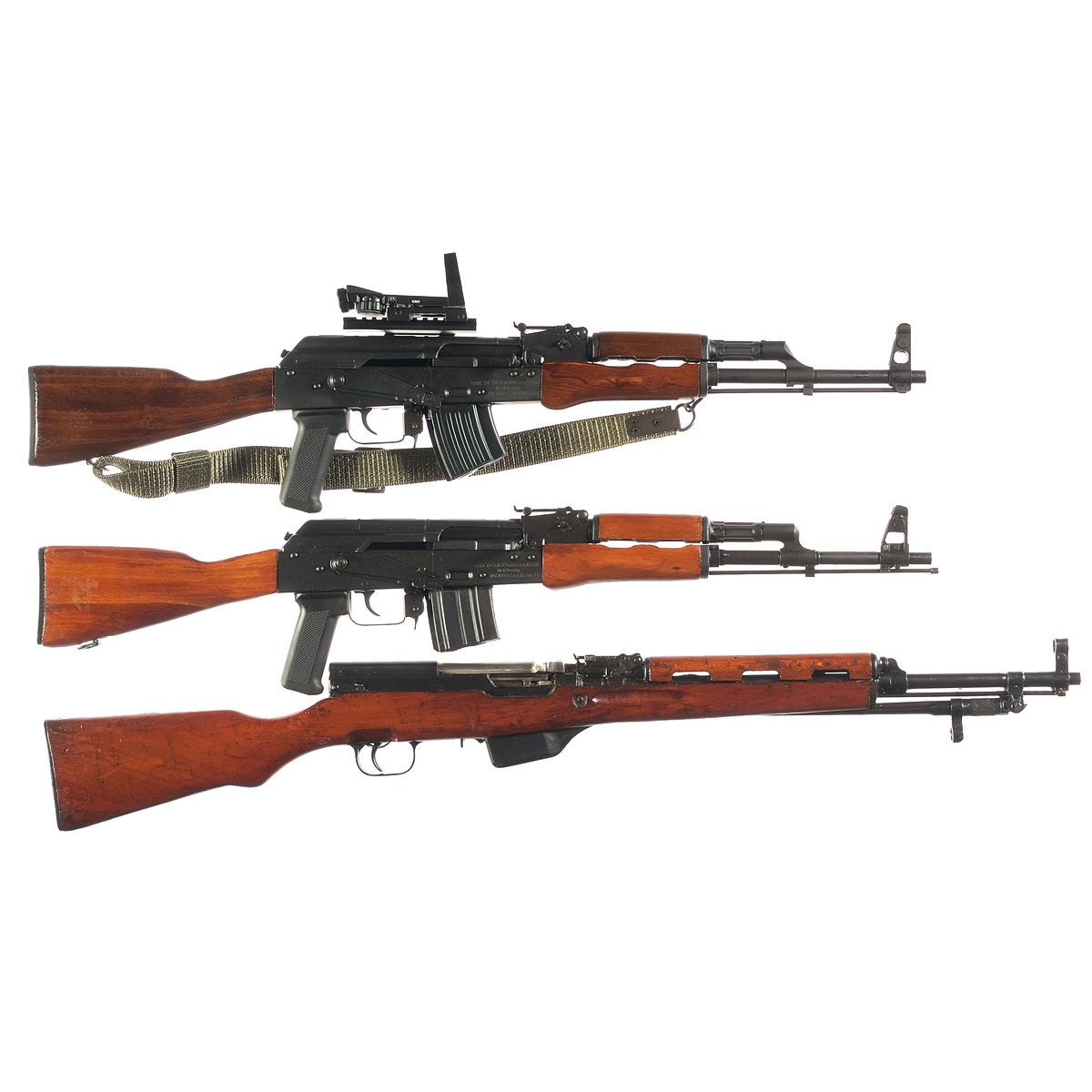 Four Rifles -A) Russian SKS Semi-Automatic Rifle with Bayonet