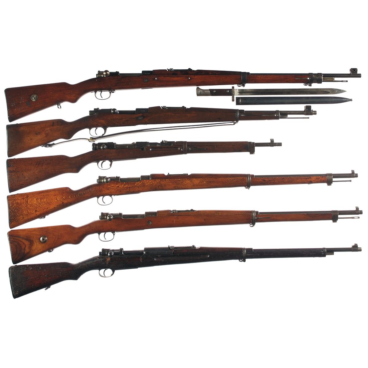 Six Military Bolt Action Longarms -A) Rare Mauser M98/29 Persian Bolt ...