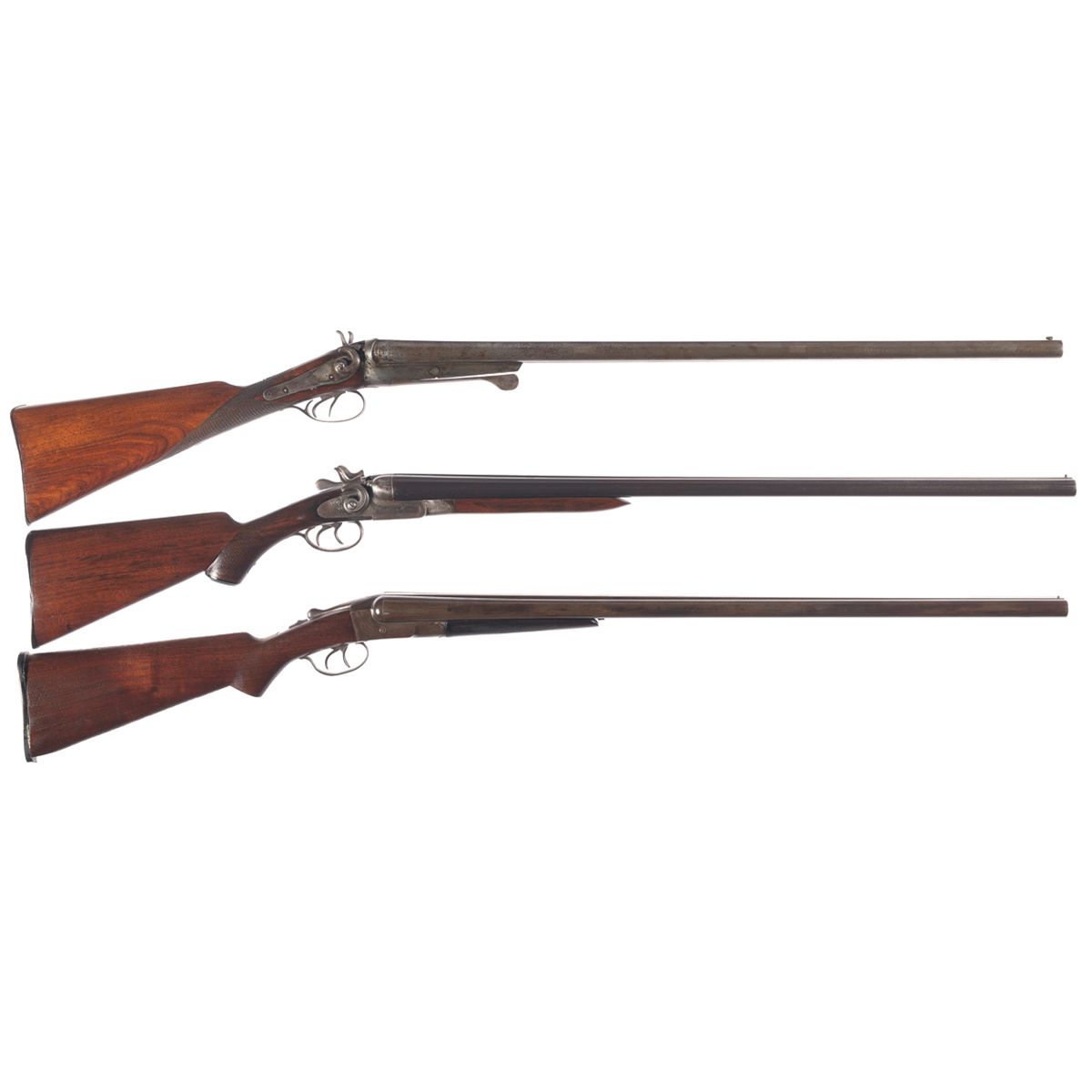 Three Shotguns -A) W. Richards Side by Side Back Action Hammer Shotgun