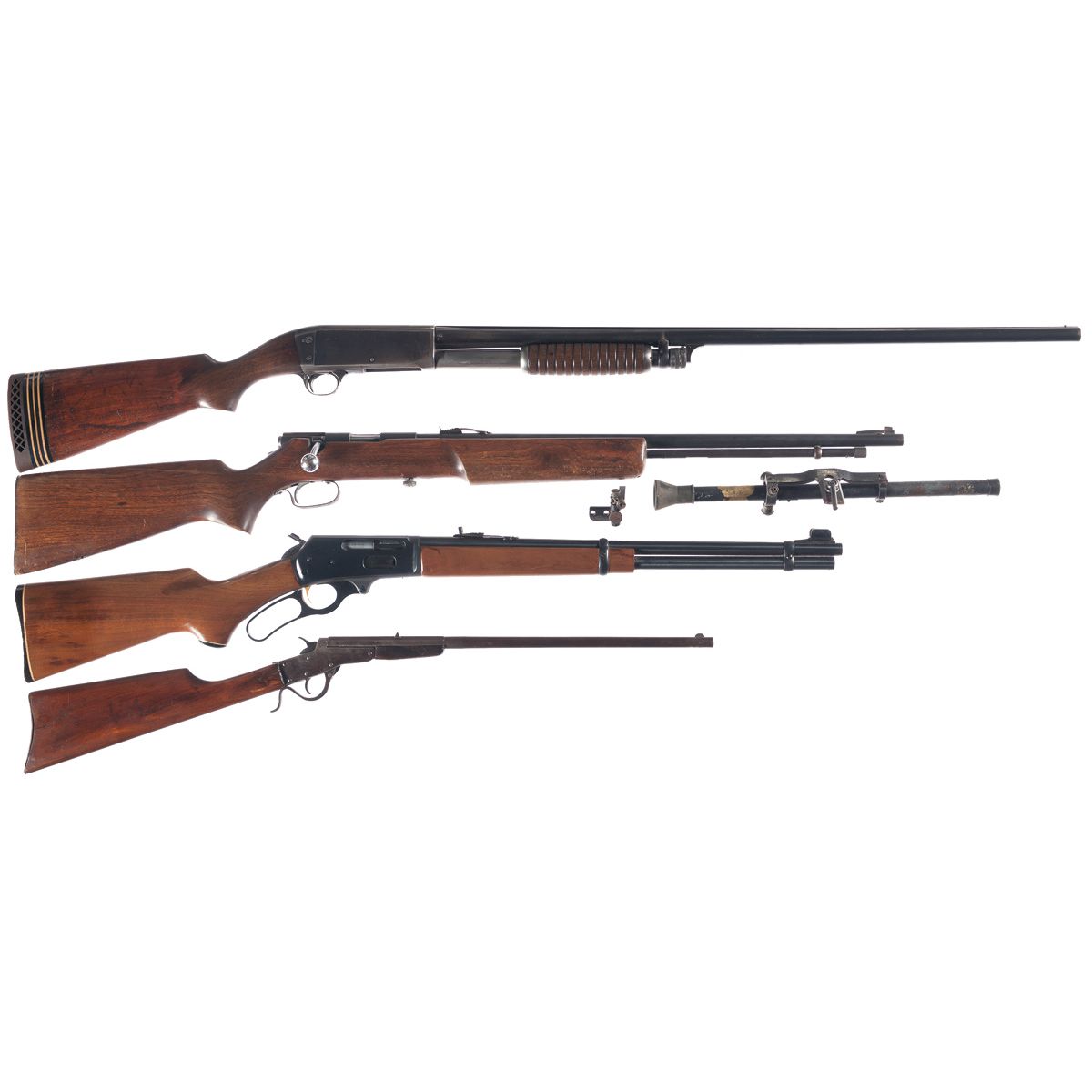 Four Long Guns -A) Remington Model 17 Slide-Action Shotgun