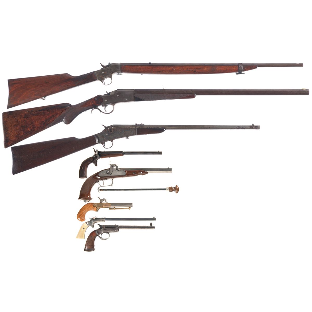 Five Pistols and Three Single Shot Rifles -A) German Single Shot Pistol