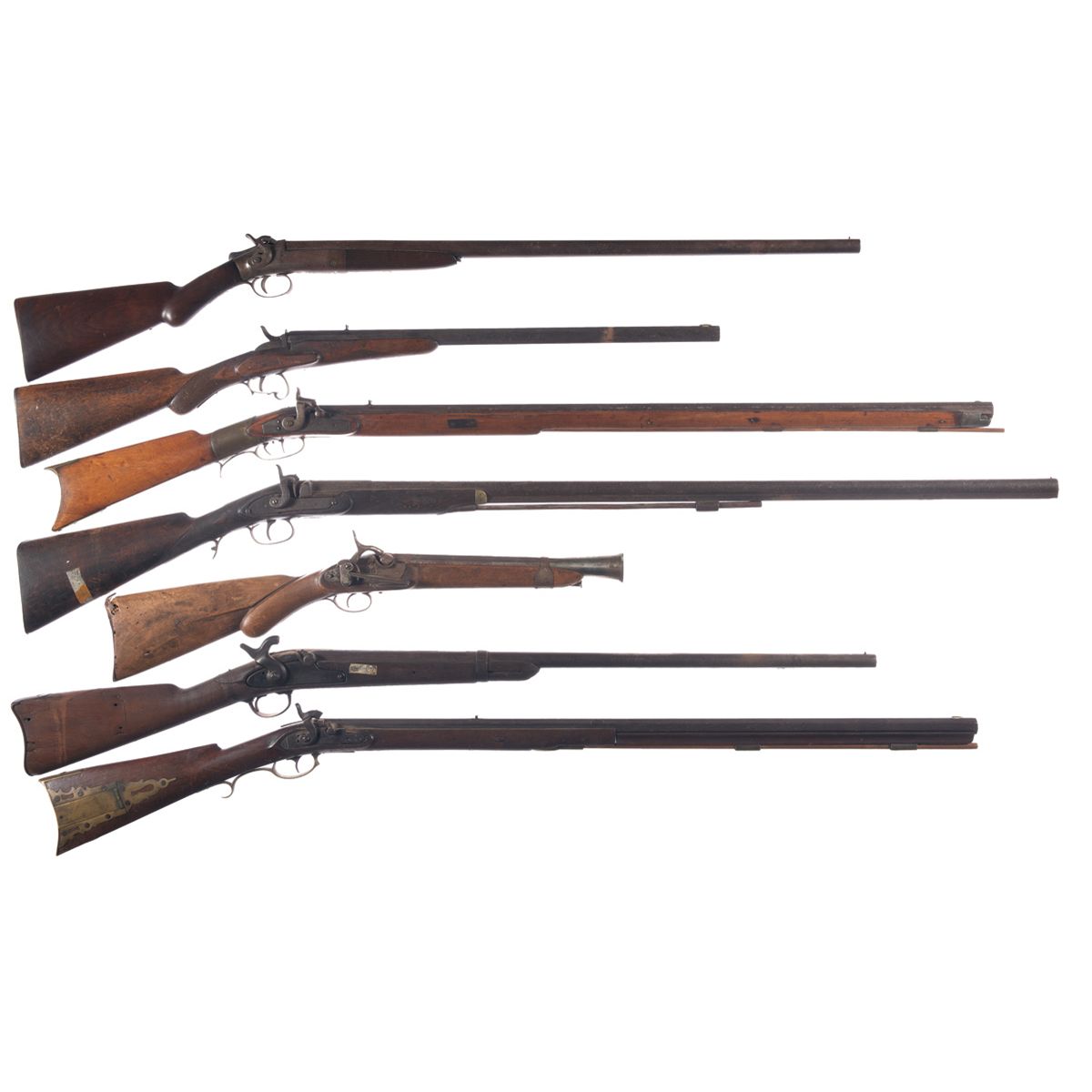 Seven Long Guns -A) Forehand Single Barrel Shotgun