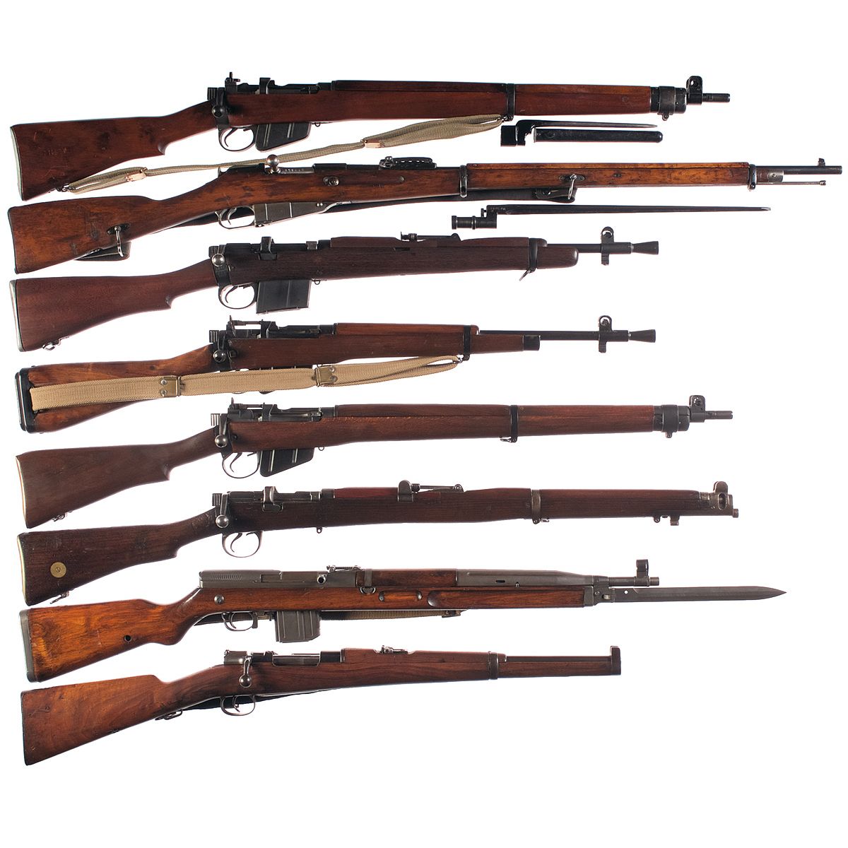 Eight Bolt Action Military Long Guns -A) U.S. Property Marked Enfield ...